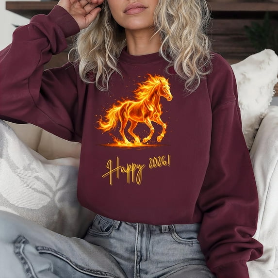 Fiery Horse Sweatshirt, Year of the Horse 2026 Crewneck, Unisex Graphic ...