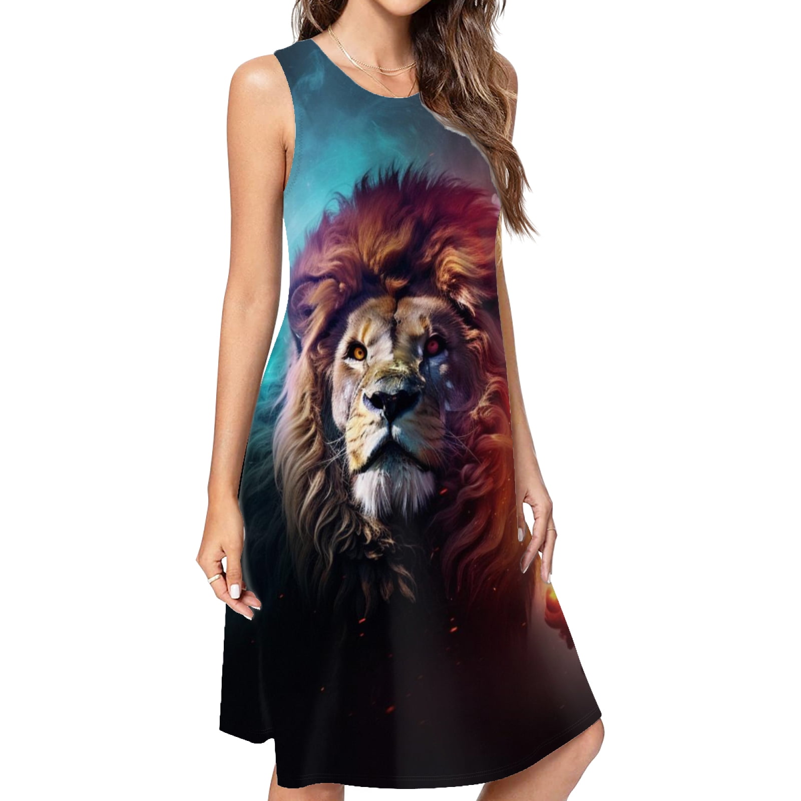 Fiery Lion In Mist Spring Summer Dresses For Women Fashion Dress Casual ...