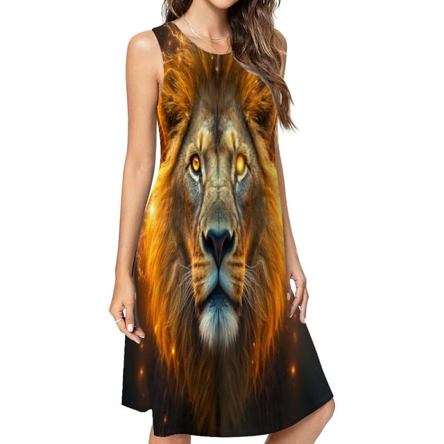 Fiery Lion Portrait Dress Elegant Party Dresses Evening Dresses Women ...