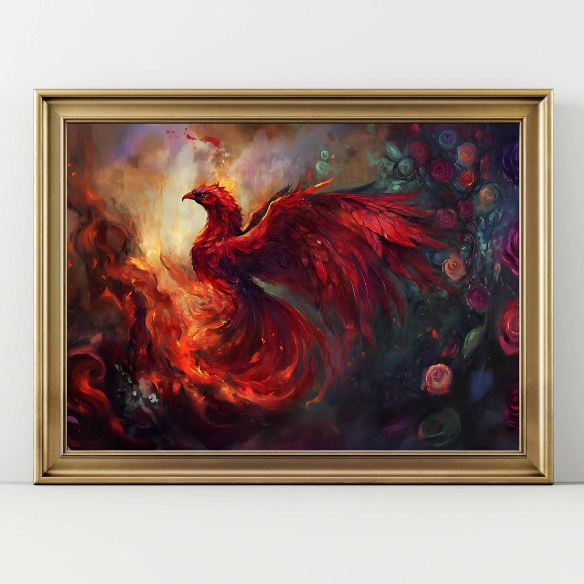 Fiery Phoenix Art Print – Fantasy Bird Wall Decor, Fire Bird Poster ...