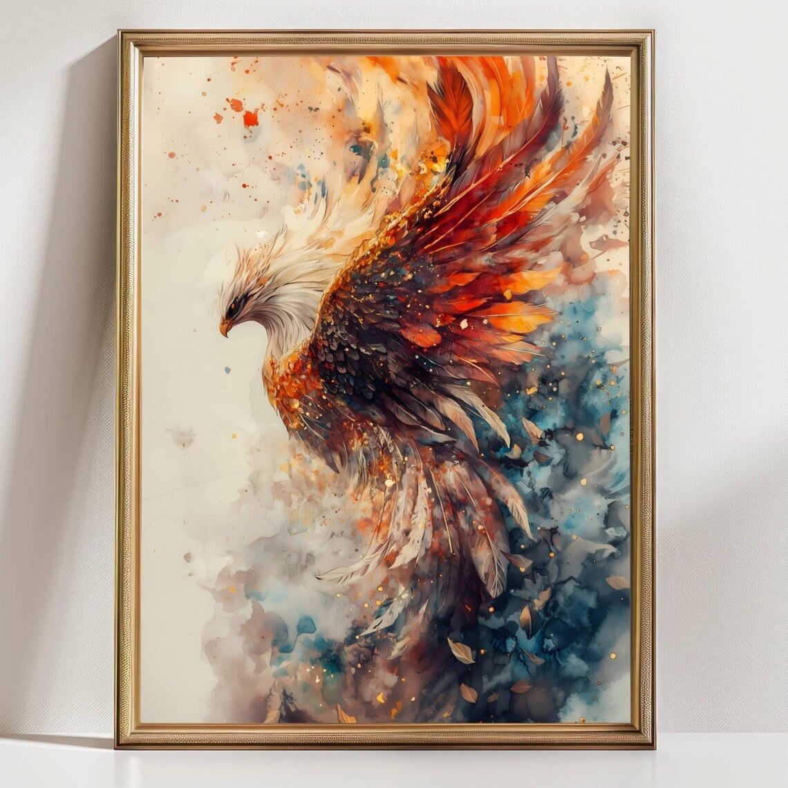Fiery Phoenix Wall Art – Majestic Bird Print, Fire Element Fantasy ...