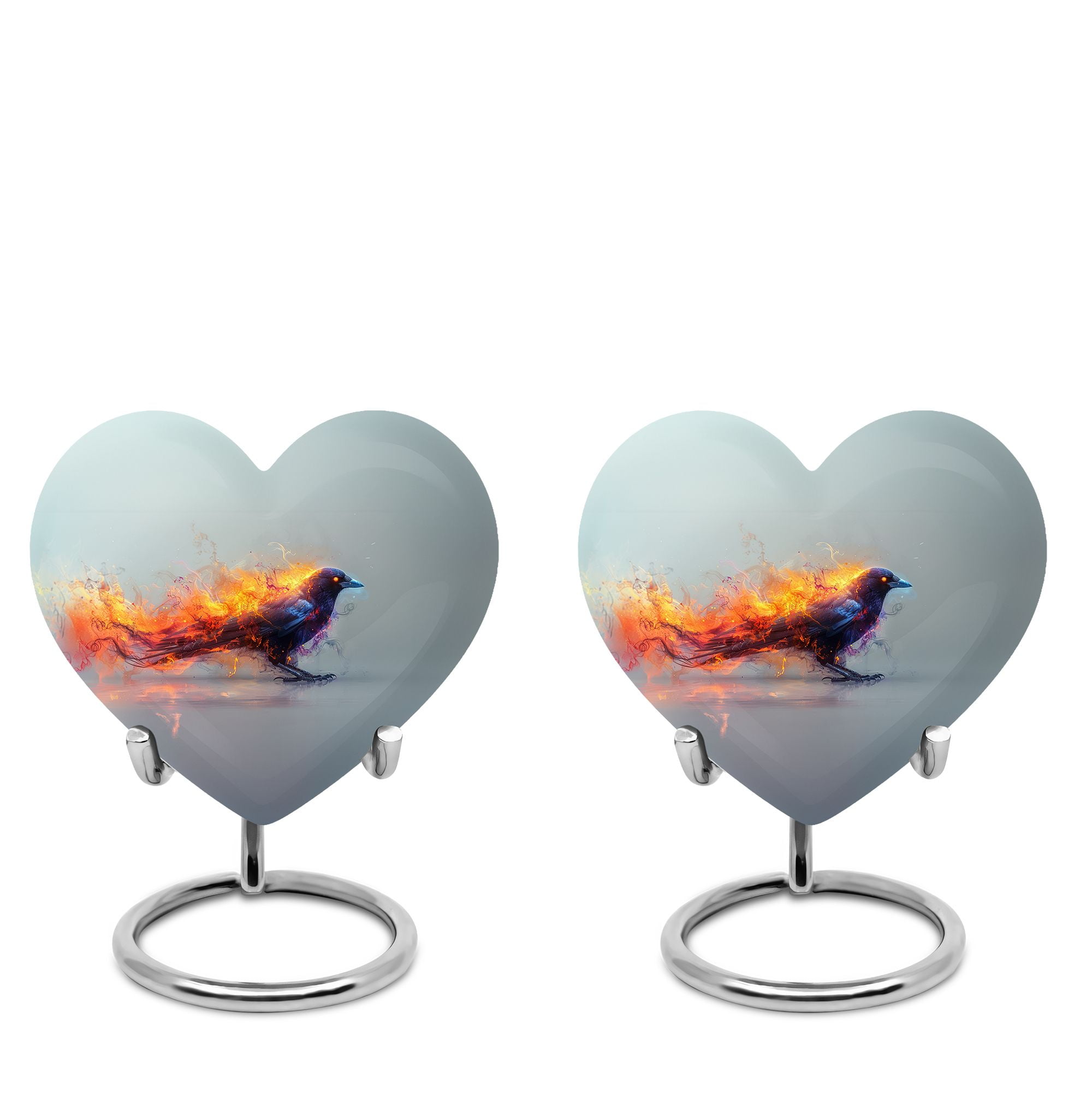 Fiery Raven Mirage Heart Urn - Cremains Box For Ashes - Unique Keepsake ...
