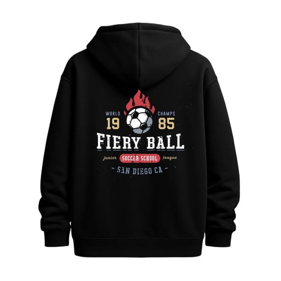 Fiery Soccer Ball funny hoodies for men hooded sweatshirt black Warm ...