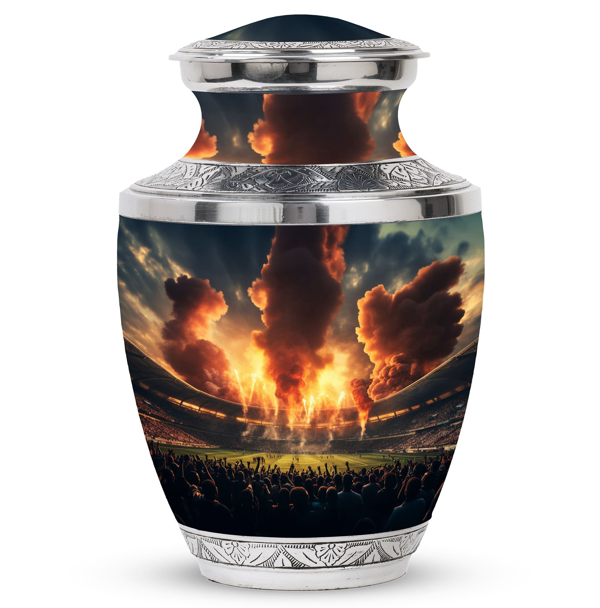 Fiery Stadium Spectacle Golden Goodbyes - Regal Farewell Luxe Large Urns for Adult Ashes ...