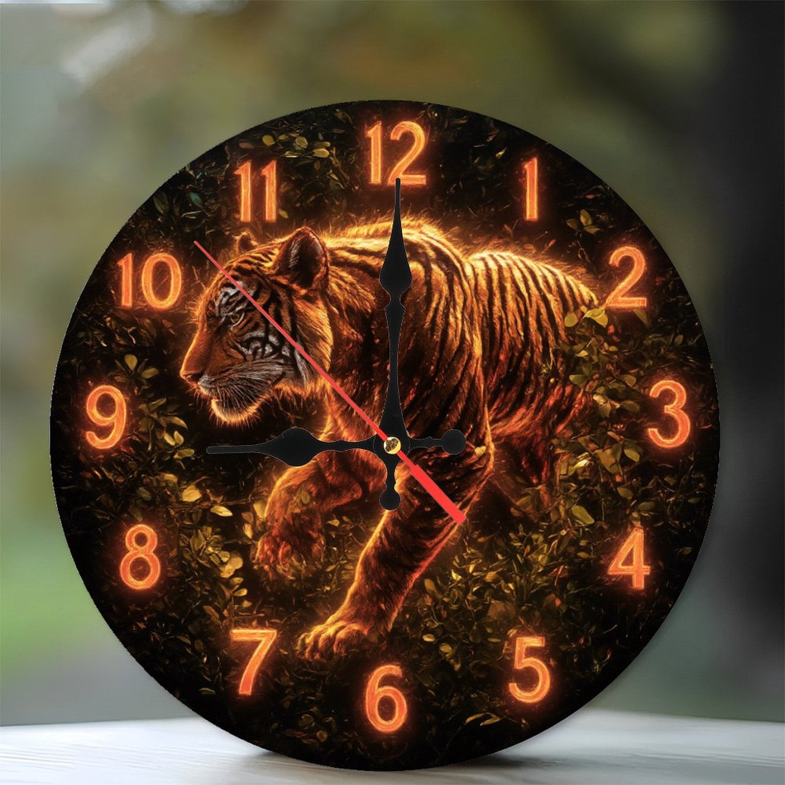 Fiery Tiger Clock Wall Decor Jungle Animal Art Home Decor 10-Inch ...
