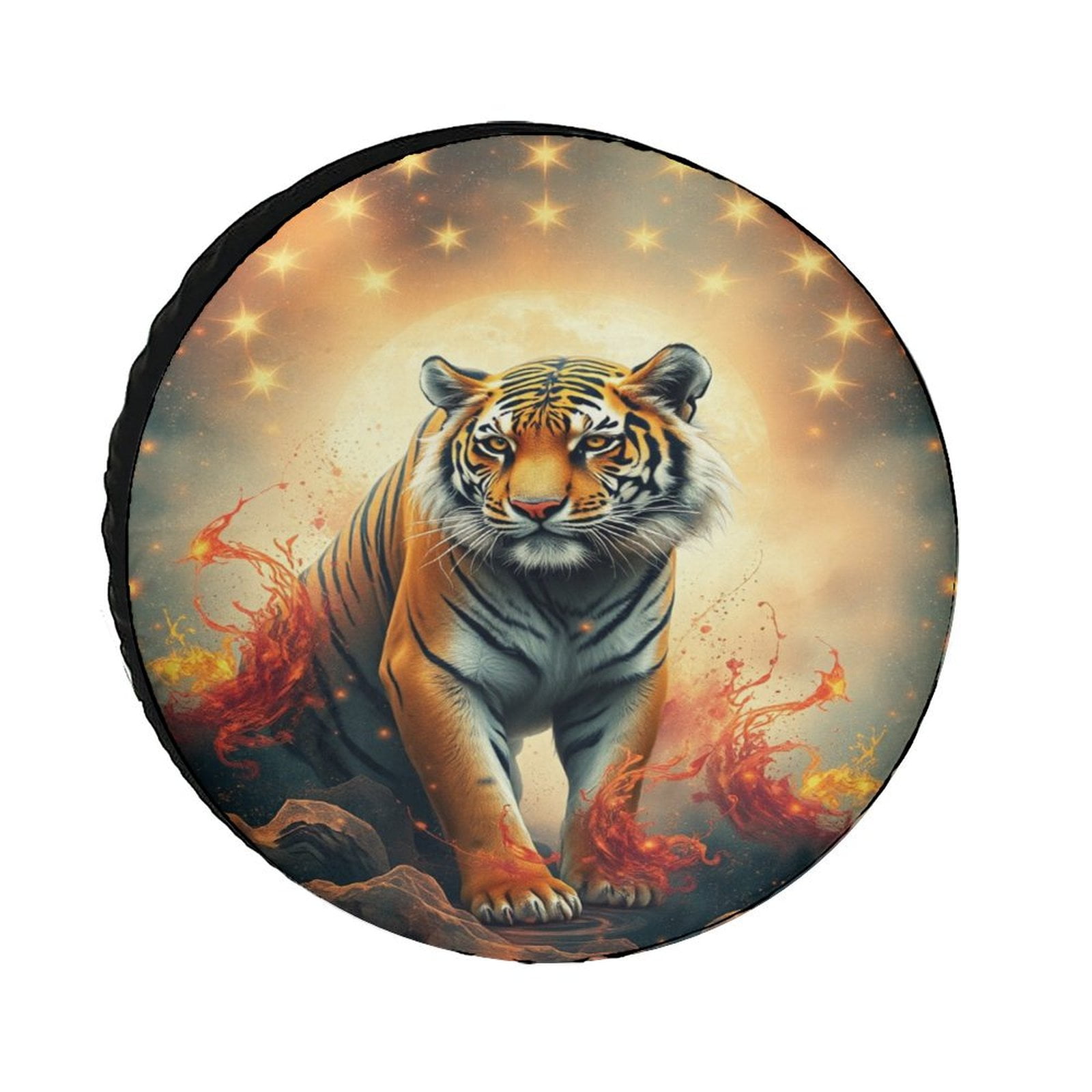 Fiery Tiger Cosmic Backdrop Starlit Night Spare Tire Cover Universal ...