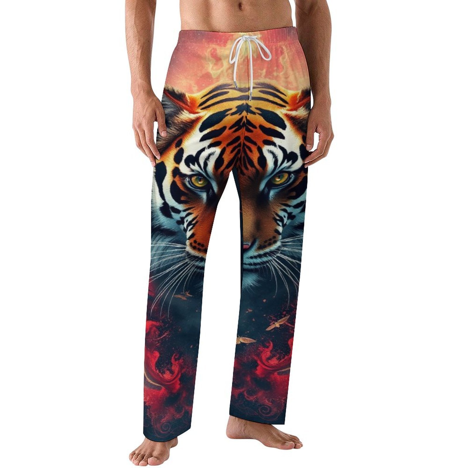 Fiery Tiger Mystic Art Majestic Beast Fantasy Flames Pajama Pants Men's ...