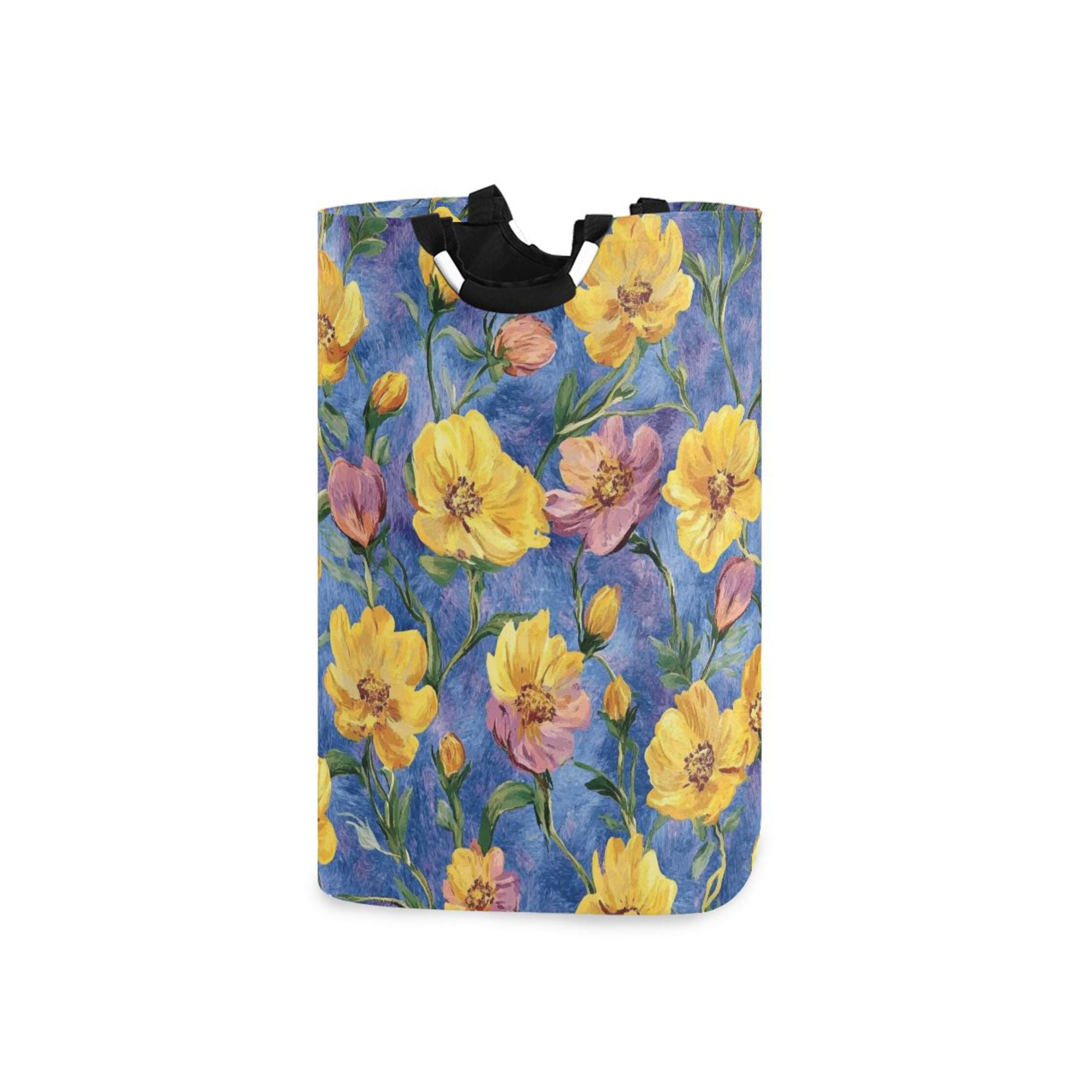 Fiery Yellow Flowers Laundry Basket with Handles 50L Collapsible ...