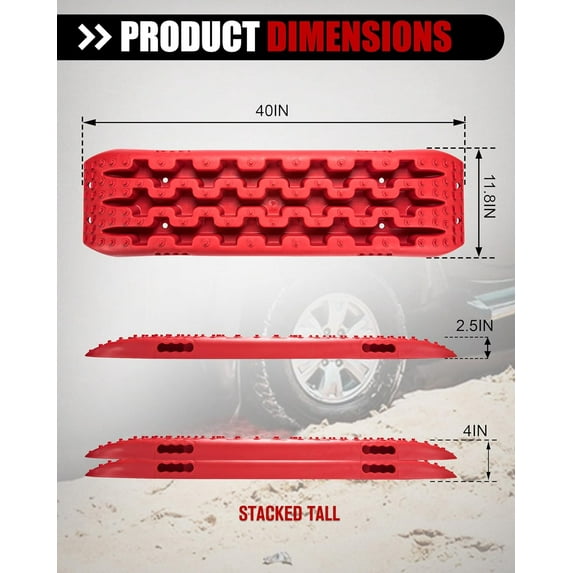 FieryRed Traction Boards Offroad, Recovery Boards with 2 Leashes and ...