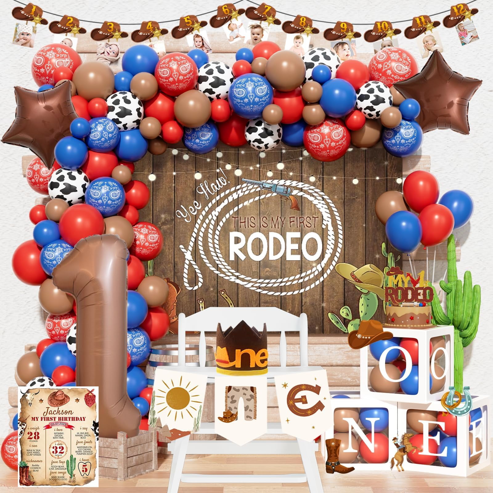 Fiesec My First Rodeo Decorations Boy, First Rodeo Decorations, Western ...