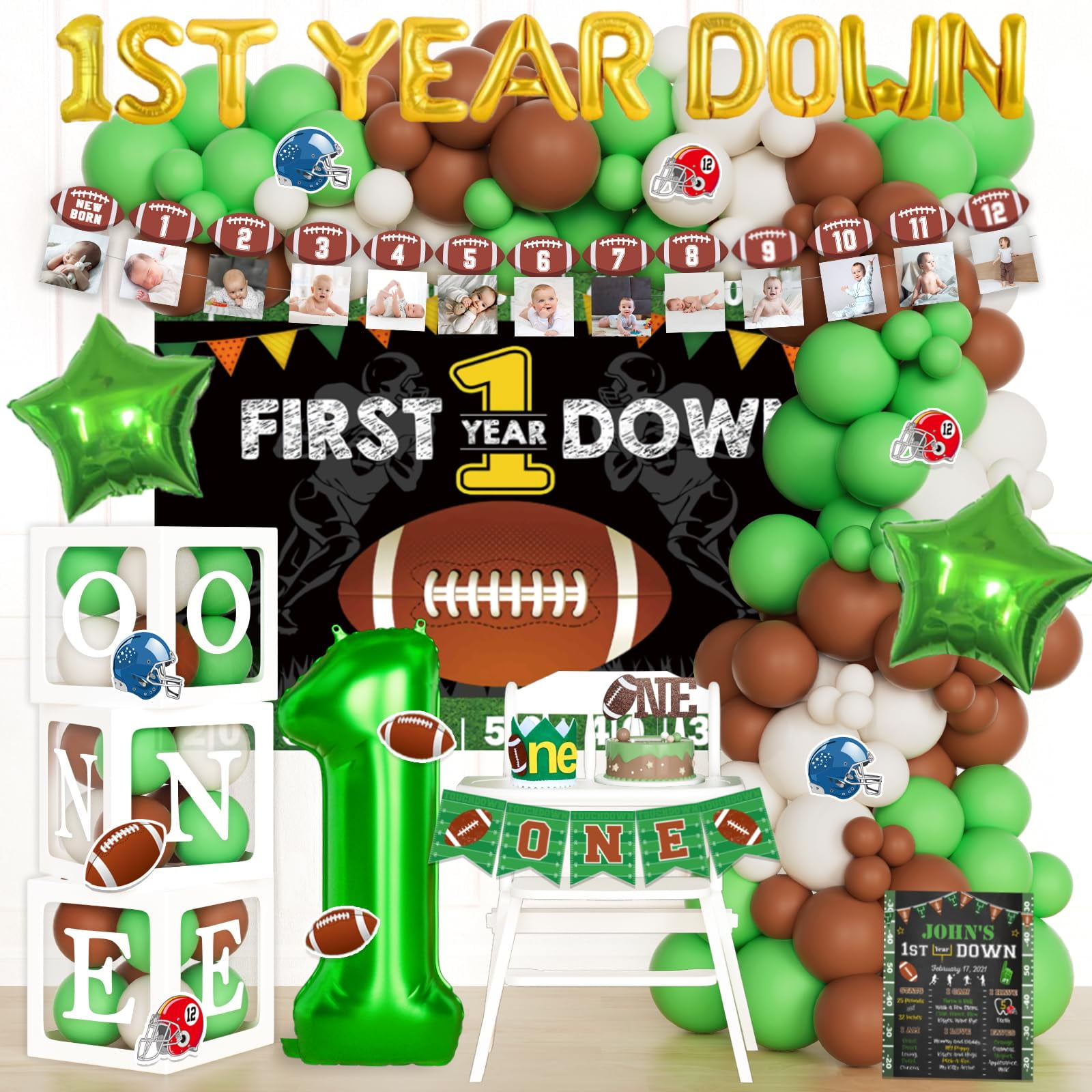 Fiesec First Year Down Birthday Party Decorations, Football 1st ...