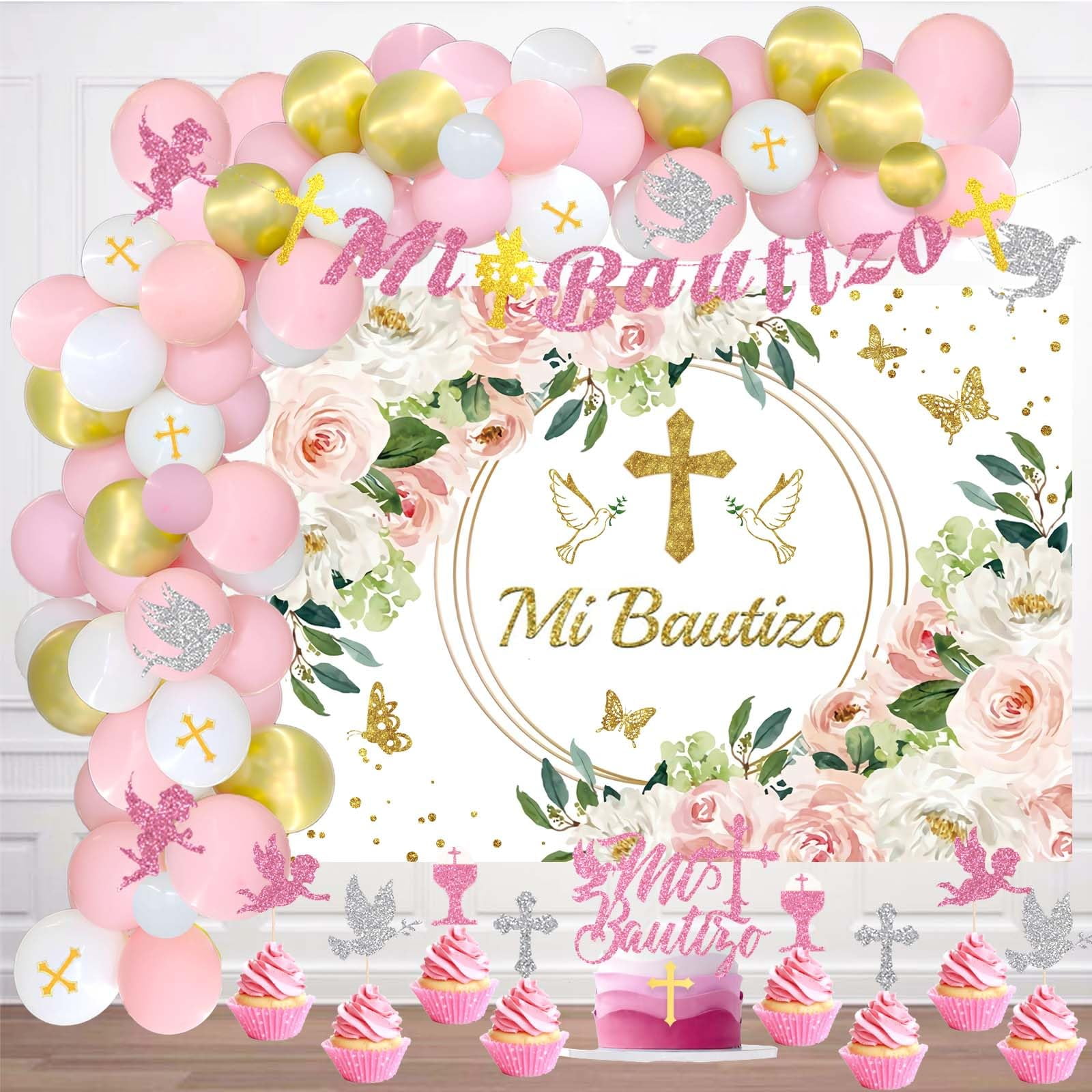 Fiesec Mi Bautizo Decorations for Girls, Baptism First Communion ...