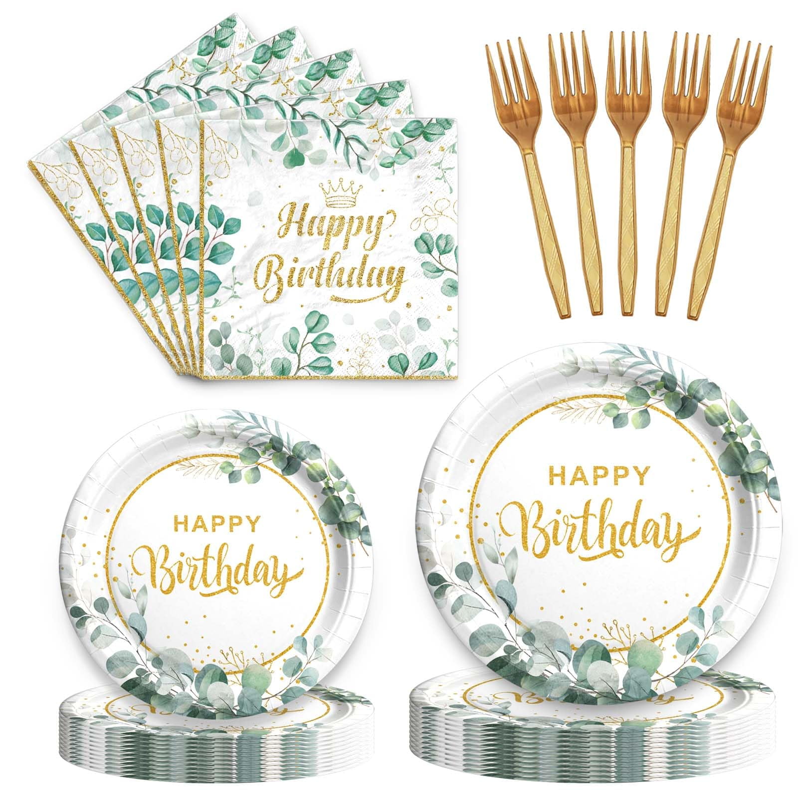 Fiesec Sage Green Birthday Supplies Tableware Set, Sage Green ...