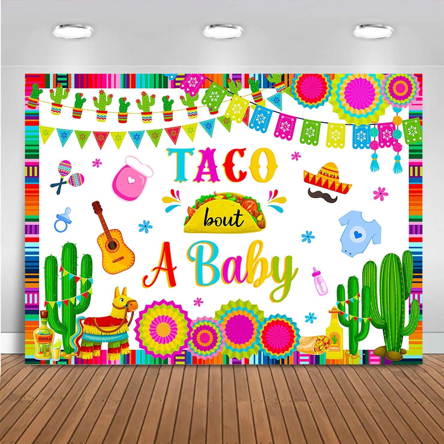 Fiesta Baby Shower Backdrop Taco Bout a Baby Banner Mexican Cinco De ...