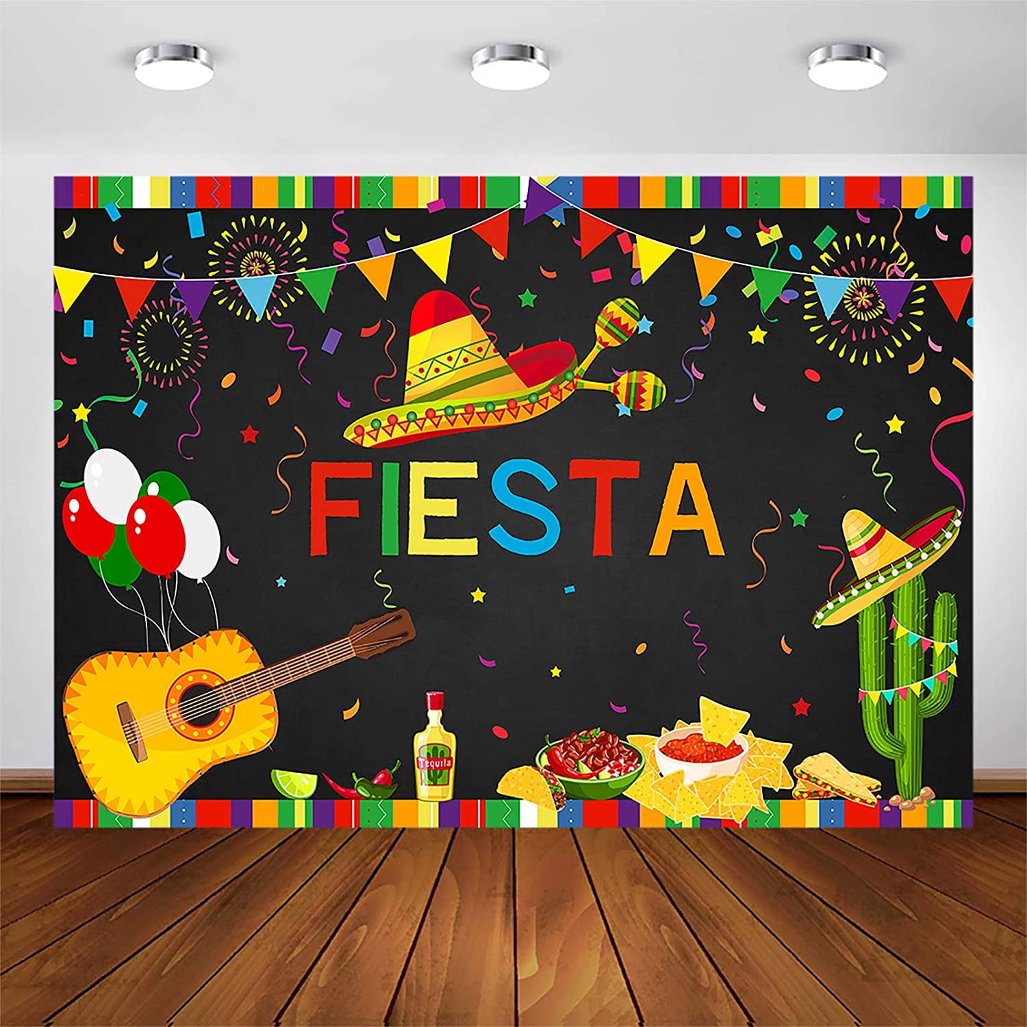 Fiesta Backdrop Mexican Fiesta Themed Birthday Photo Booth Background ...