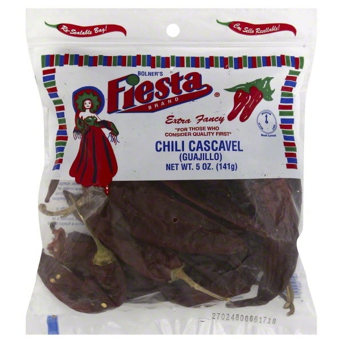 Bolner's Fiesta Chili Cascabel 5 oz Bag, Medium Heat 1200 HU Resealable ...