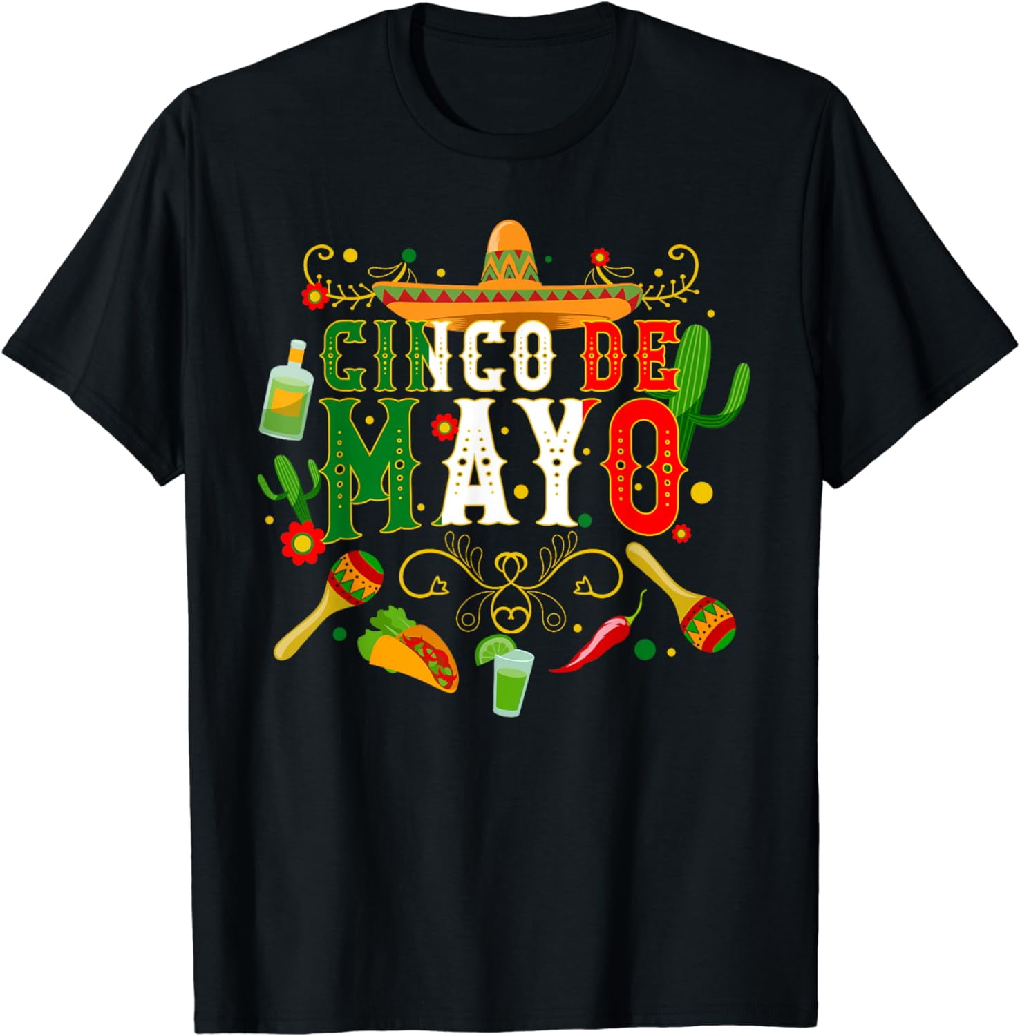 Fiesta Cinco De Mayo Shirts Taco Cotton T-Shirt Men Women - Walmart.com