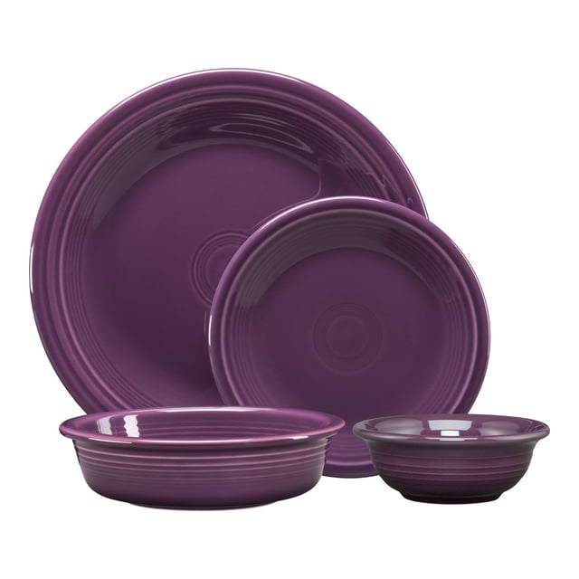 Fiesta Classic 4pc Ceramic Dinnerware Set Mulberry - Walmart.com