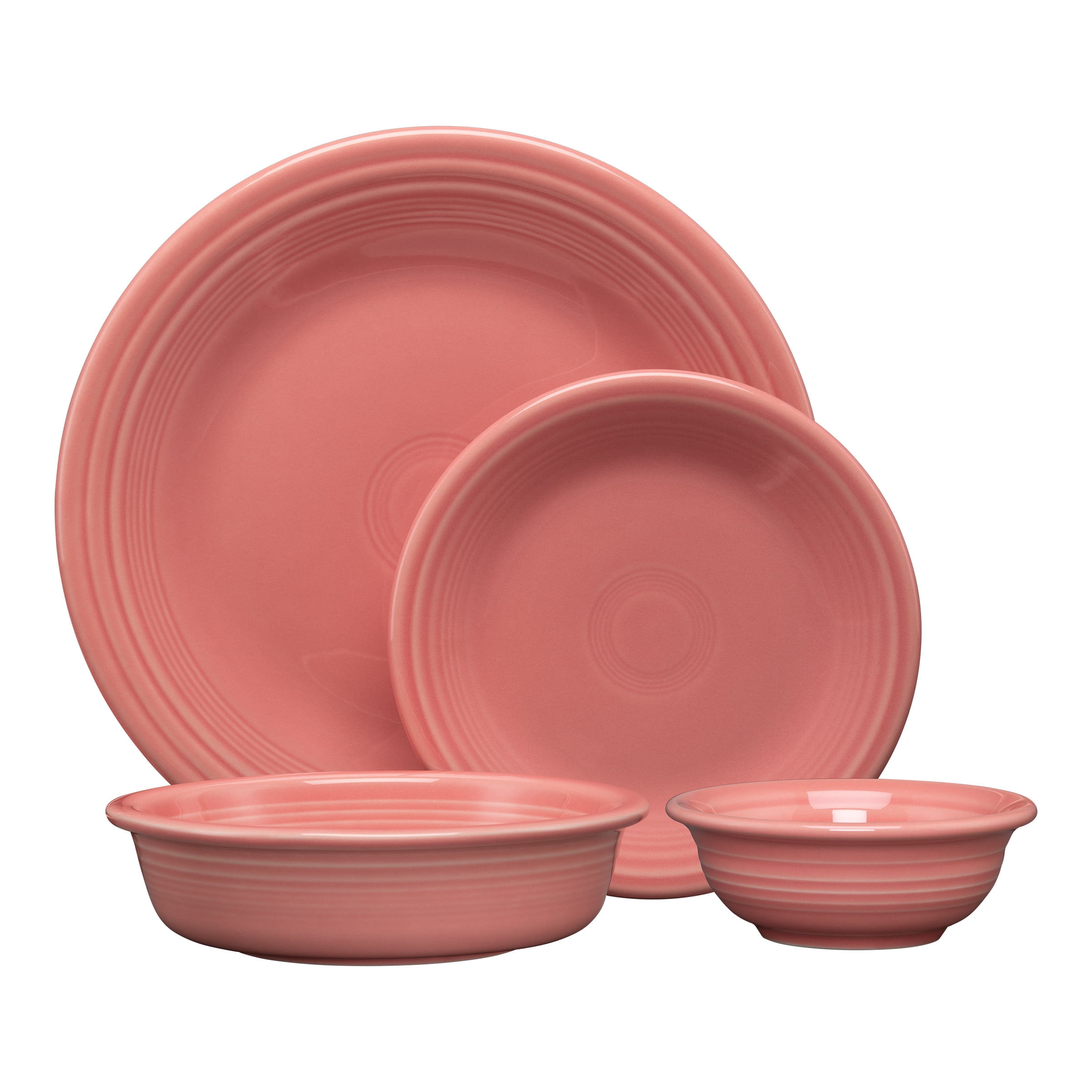 Fiesta Classic Ceramic Dinnerware Set, Peony, 4-Piece, Plates and Bowls ...