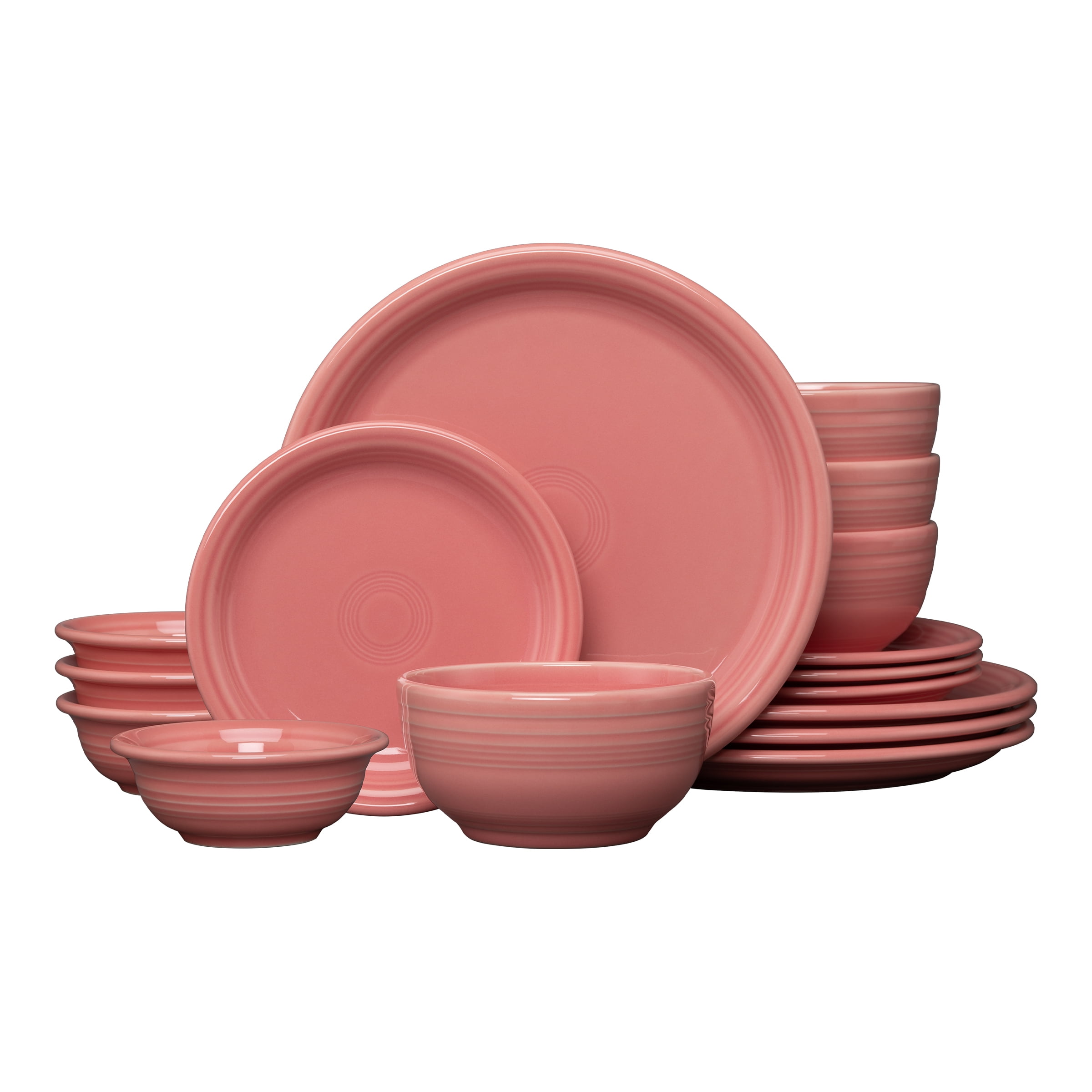 Fiesta Coupe Bistro Ceramic Dinnerware Set, Peony Color, 16-Piece ...
