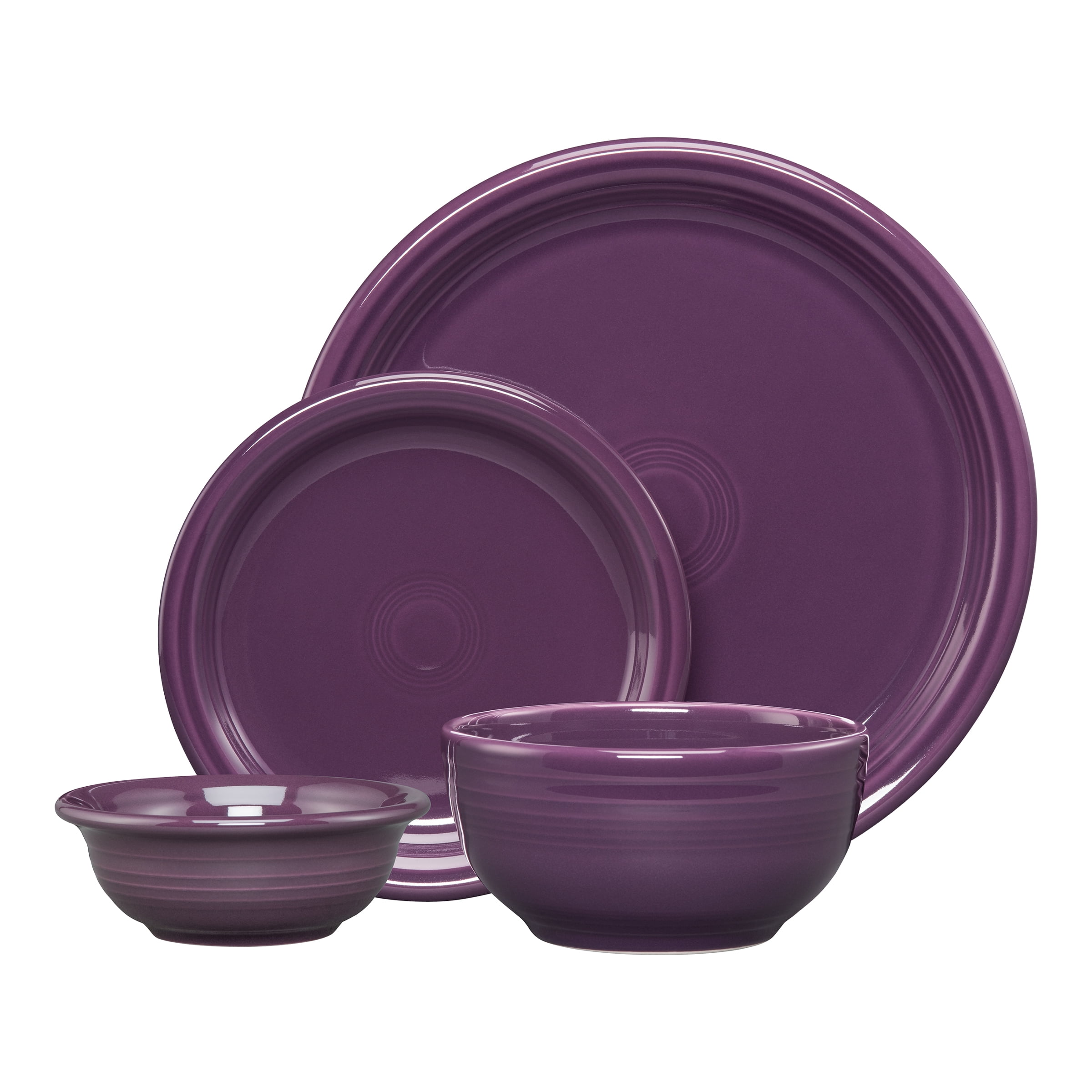 Fiesta Bistro Style 4pc Ceramic Dinnerware Set, Dishes in Mulberry ...