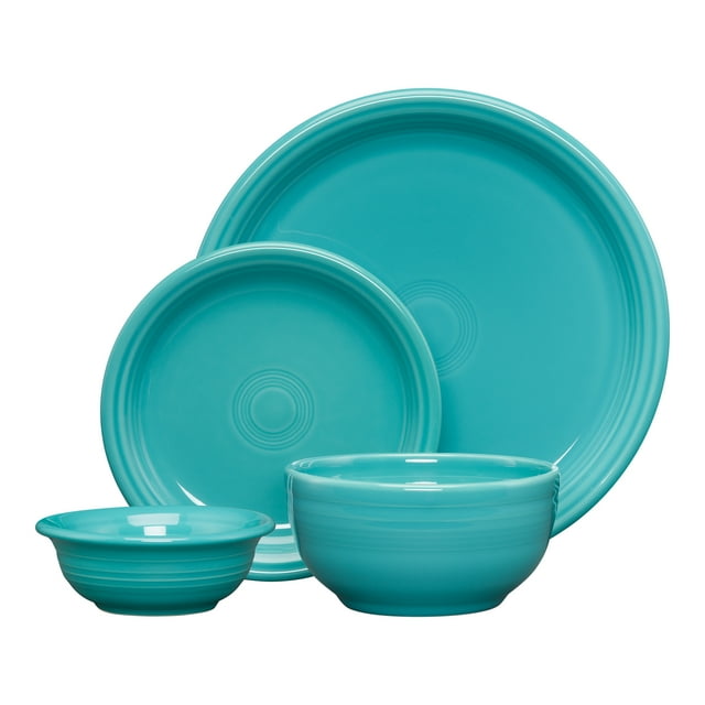 Fiesta Coupe Bistro 4pc Ceramic Dinnerware Set Turquoise - Walmart.com