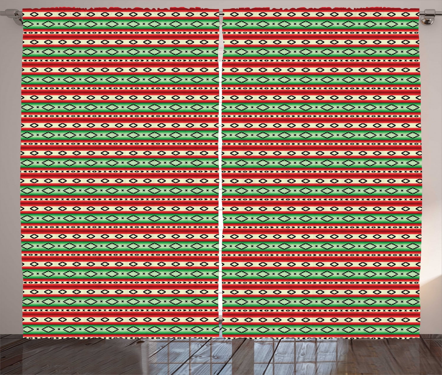 Ambesonne Fiesta Curtains 2 Panel Set, Mexican Blanket Pattern, 108" x ...