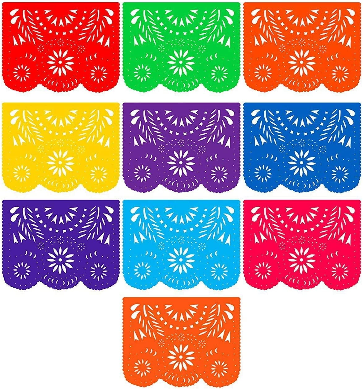 Fiesta Decorations Plastic Papel Picado (2 Pack) - 2 x 10 Large Panels ...