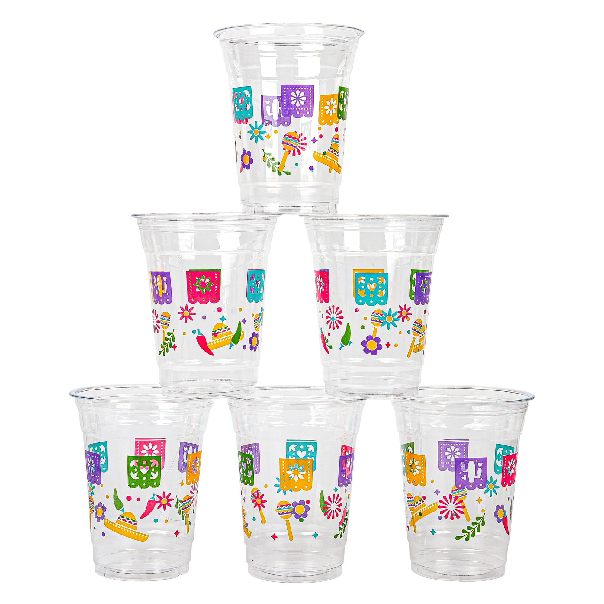 Fiesta Disposable Plastic Cups Mexican Theme Party Cups 12 oz Plastic ...