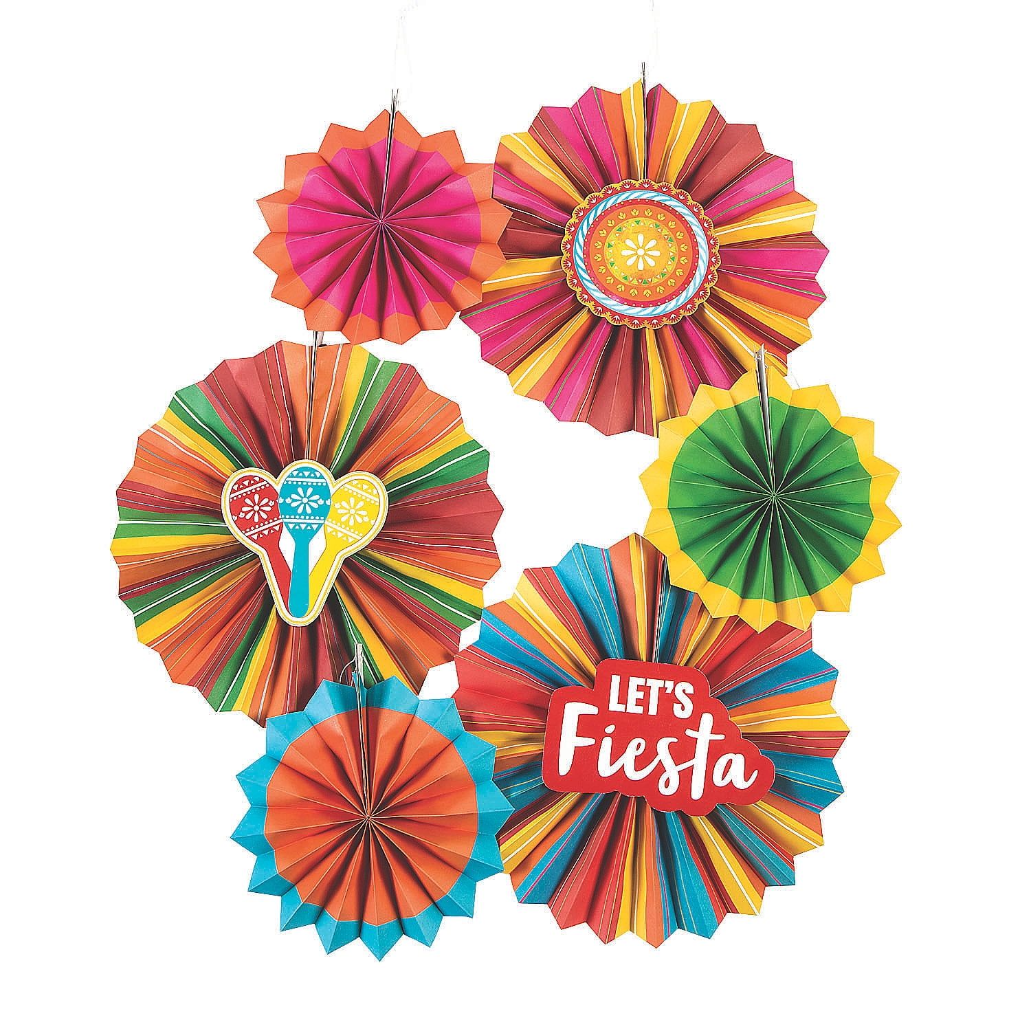 Fiesta Fan Assortment - Party Decor - 6 Pieces - Walmart.com
