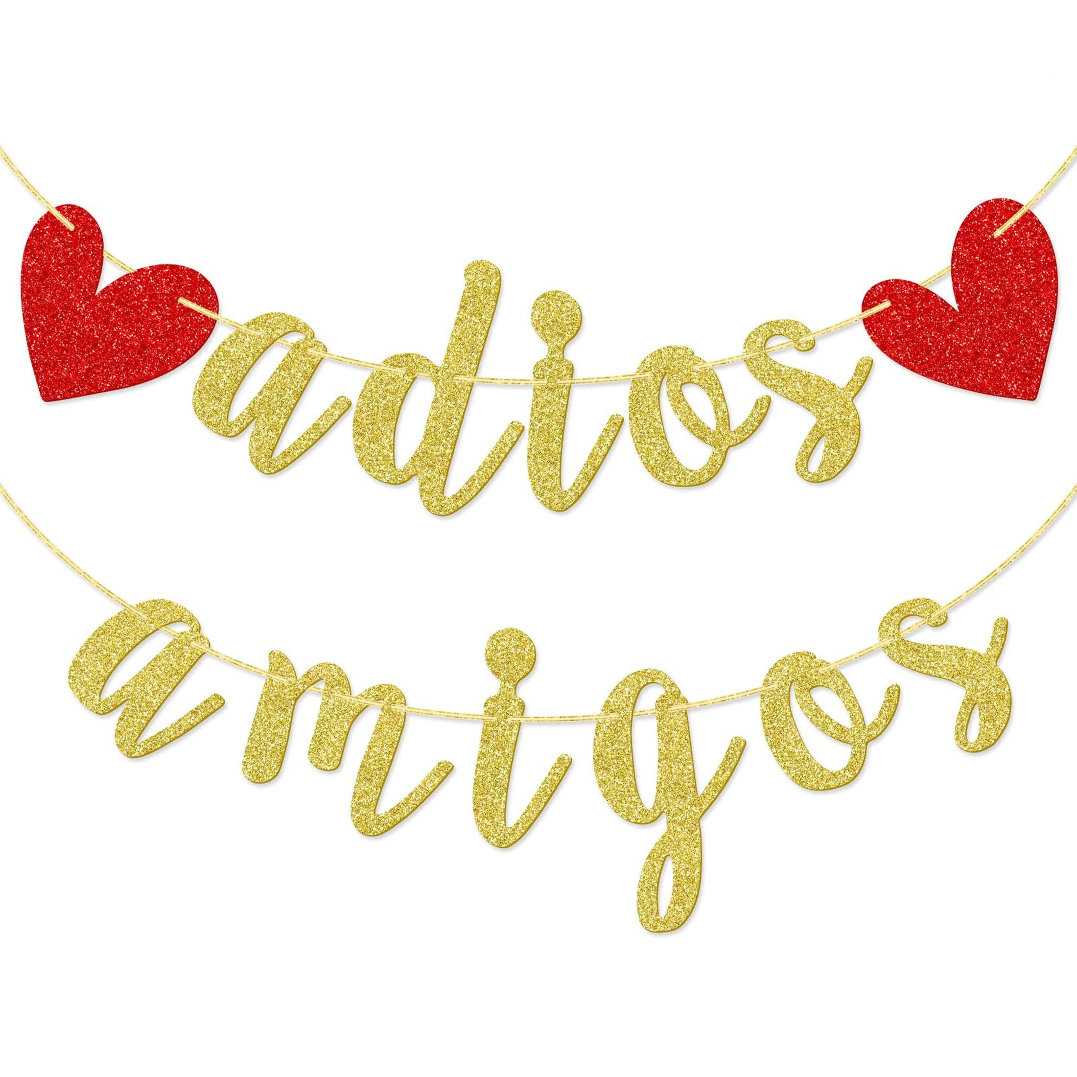Fiesta Farewell Banner, Shimmering Gold Glitter, Pre-Strung Decor for ...