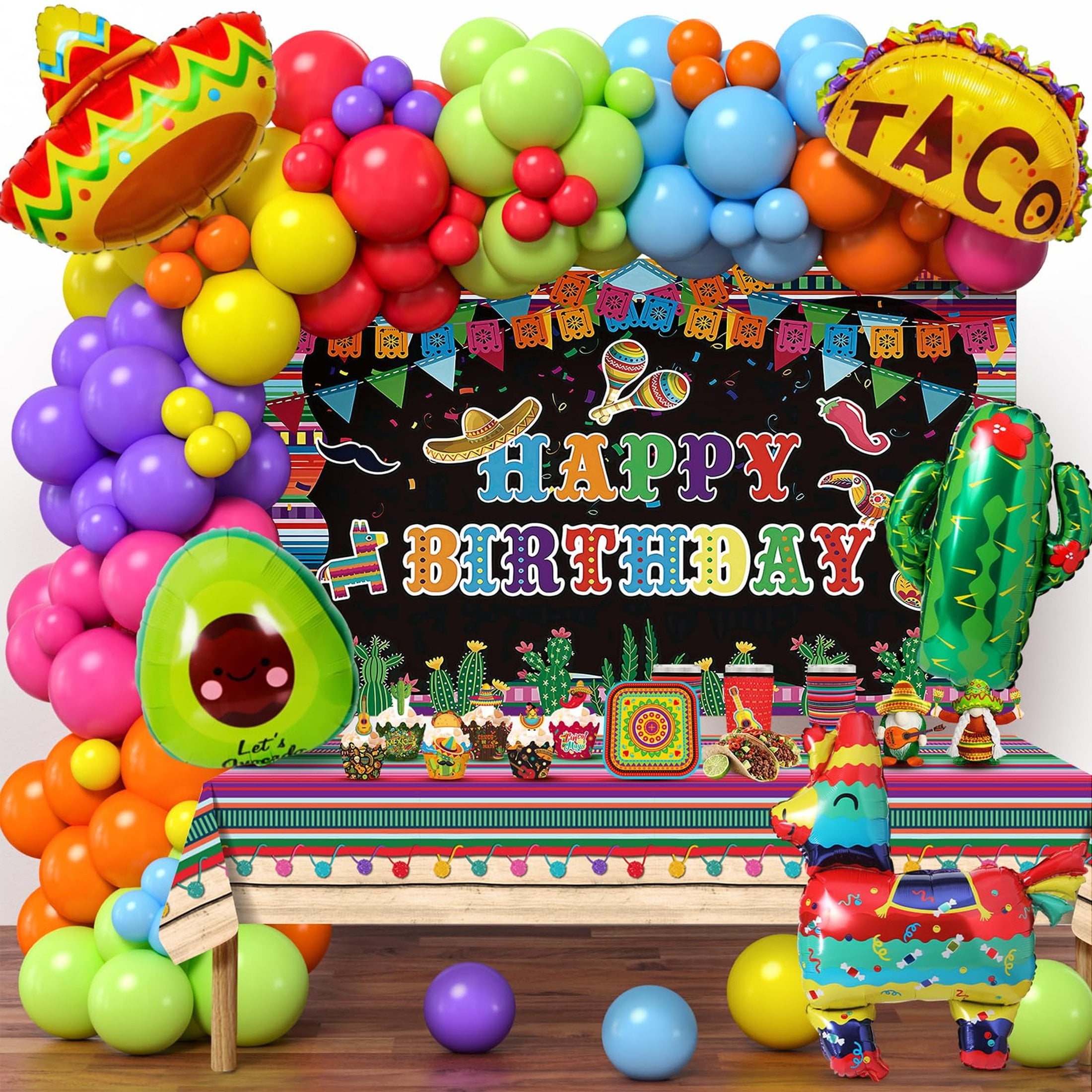 Fiesta Fun Birthday Bash Kit - 115PCS Mexican Party Decorations for ...