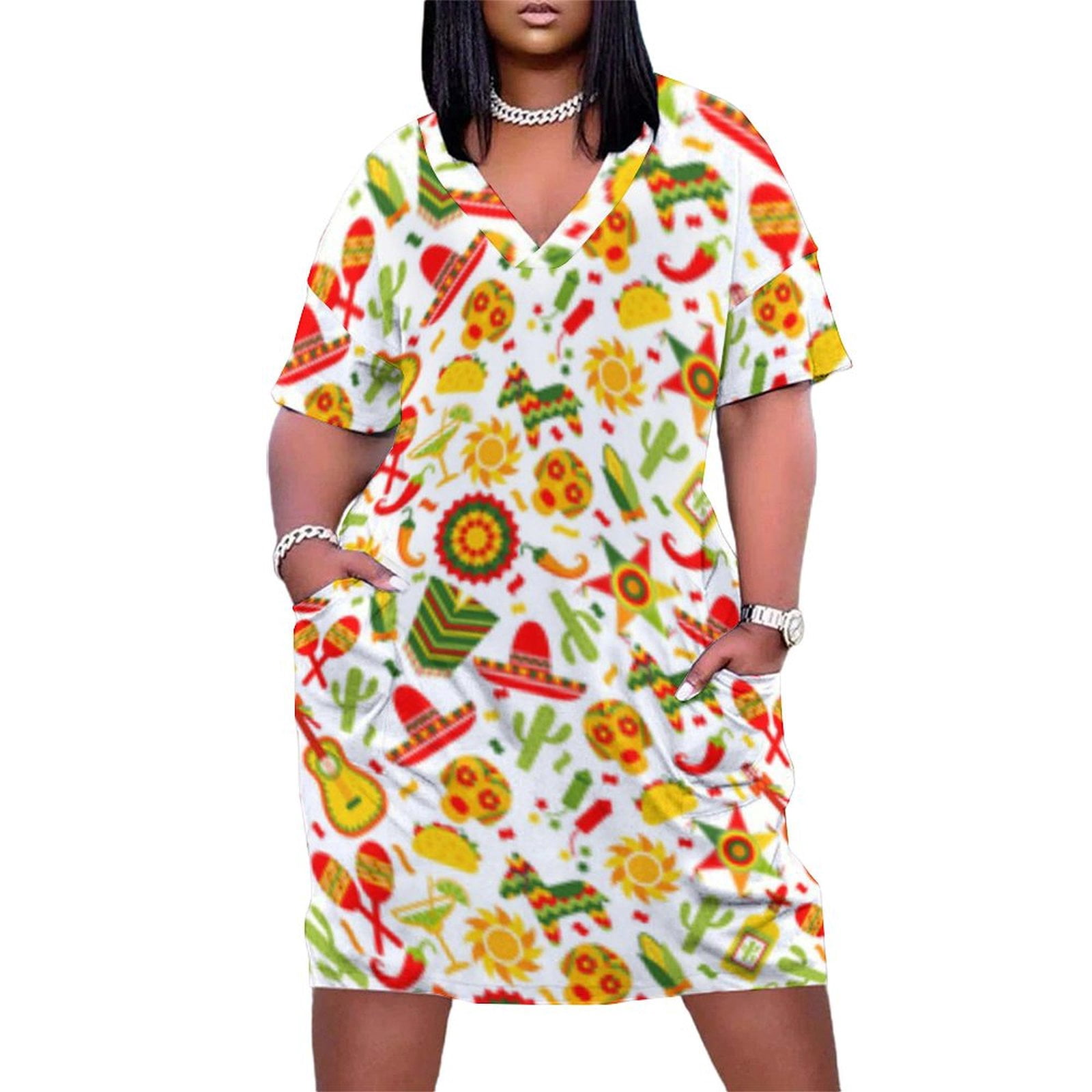 Fiesta Fun Colorful Mexican Pattern Summer Dresses for Women Beach Boho ...