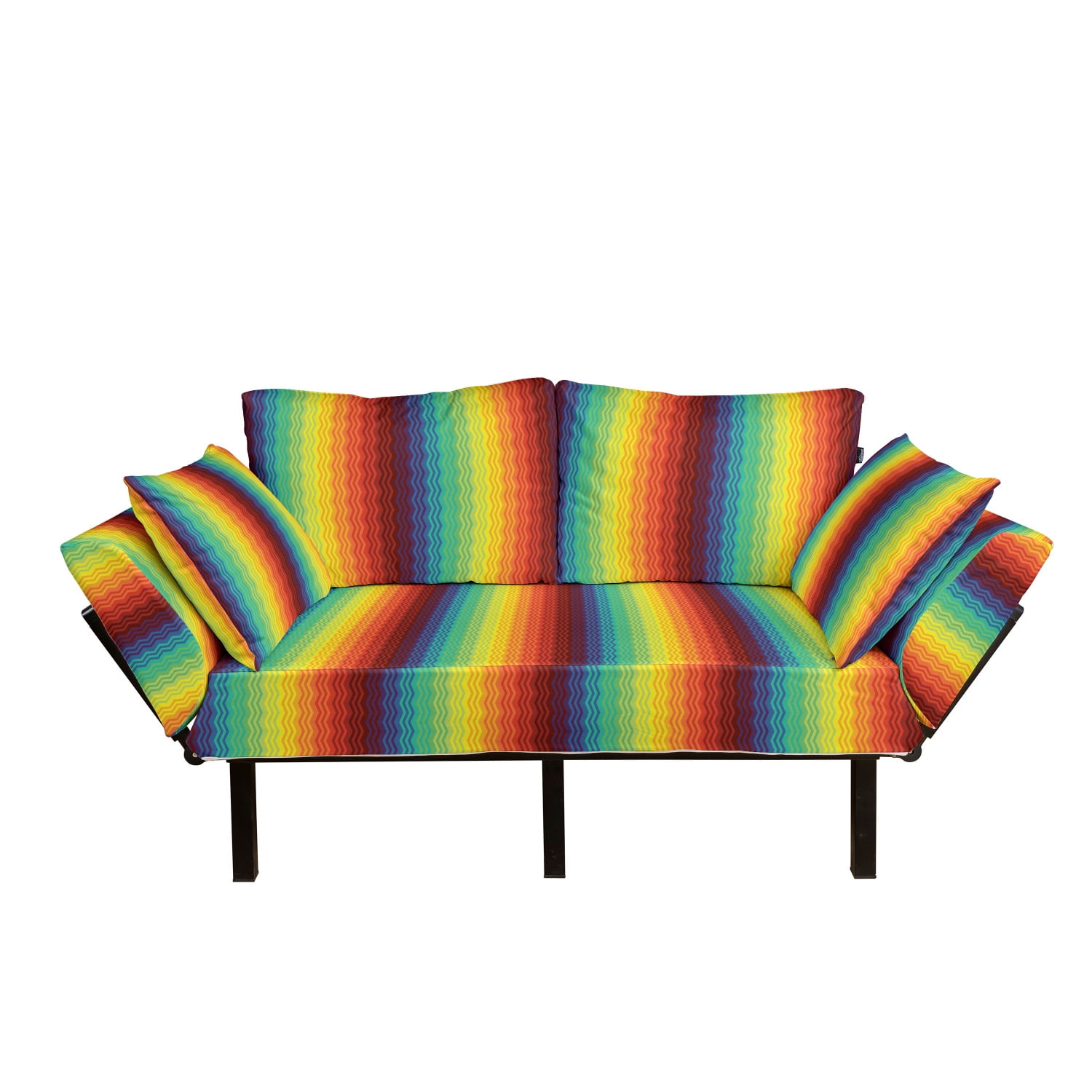 Fiesta Futon Couch, Mexican Inspired Colorful Chevron Zigzags 3 ...