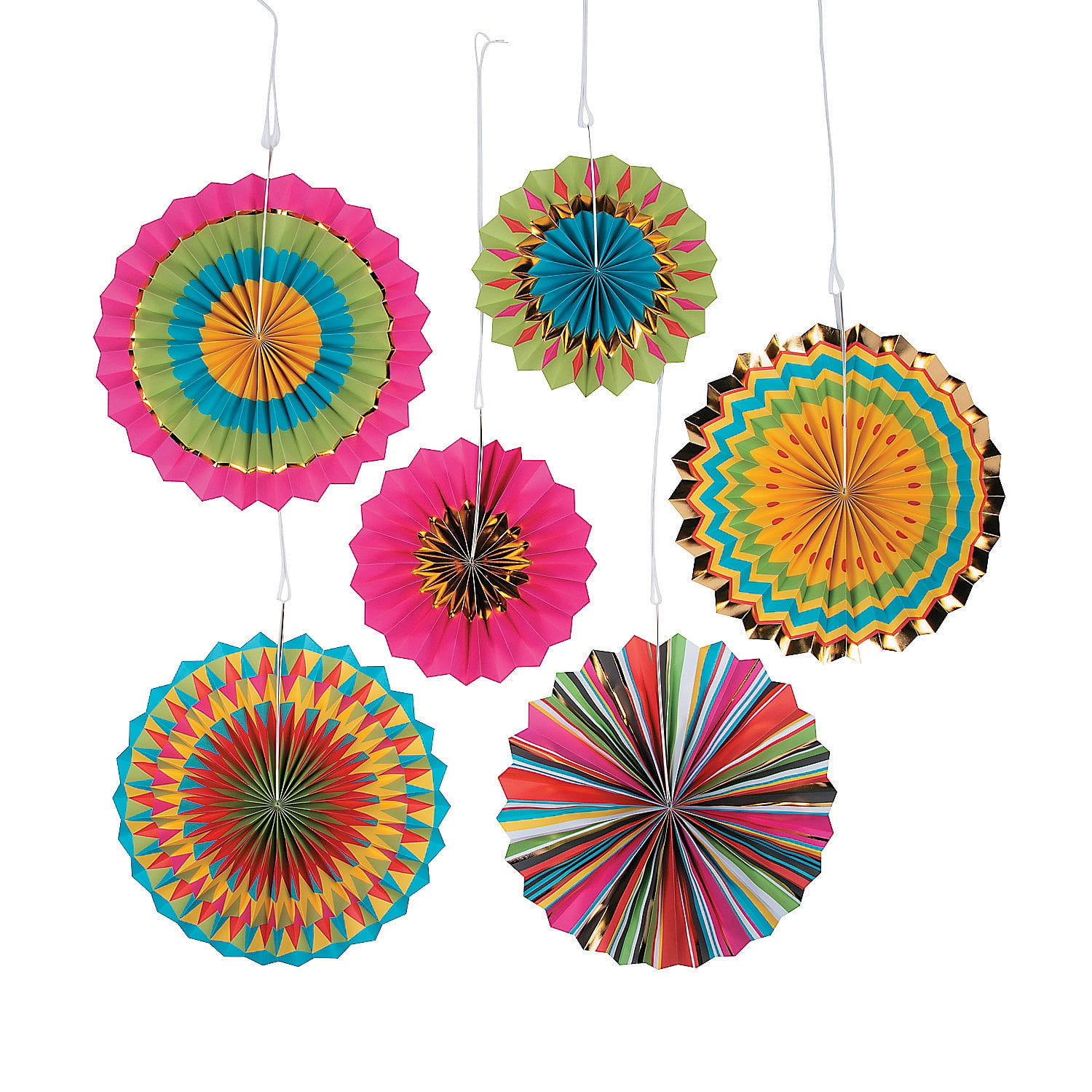 Fiesta Hanging Fan Set - Party Decor - 6 Pieces - Walmart.com
