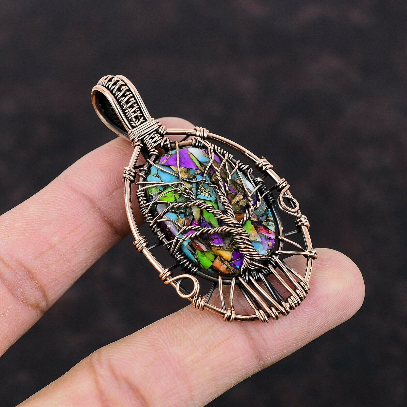 Fiesta Kingman Turquoise Copper Mum Gift Wire Wrapped Tree Of Life ...