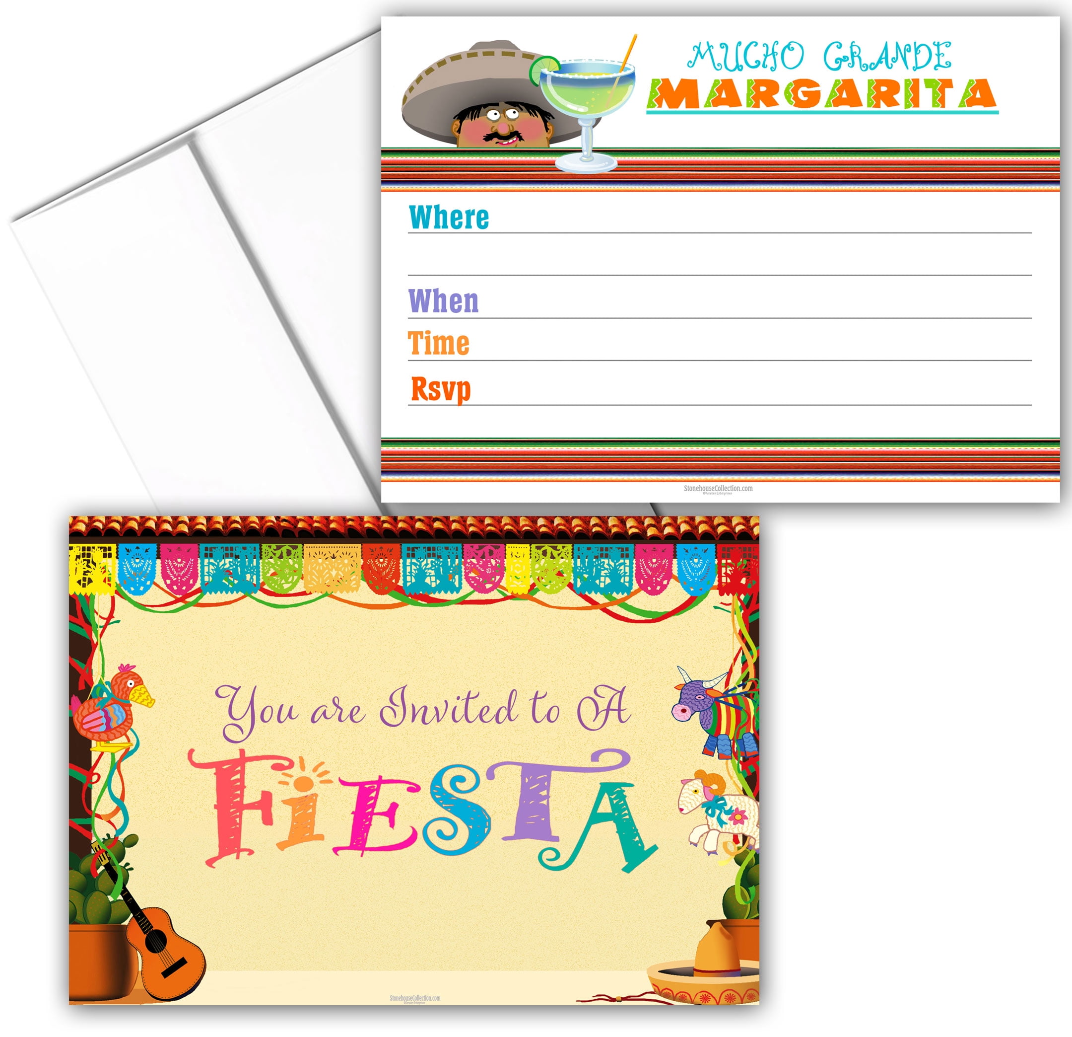 Fiesta Mexican -Themed Party Invitations With Envelopes - 25 ...