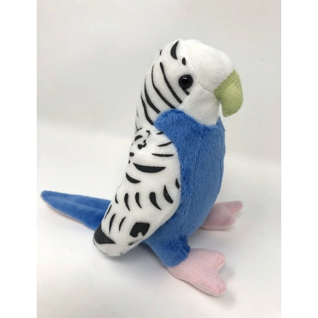 Fiesta - Small Bird Plush Toy, White and Blue Parakeets Stuffed Animal ...