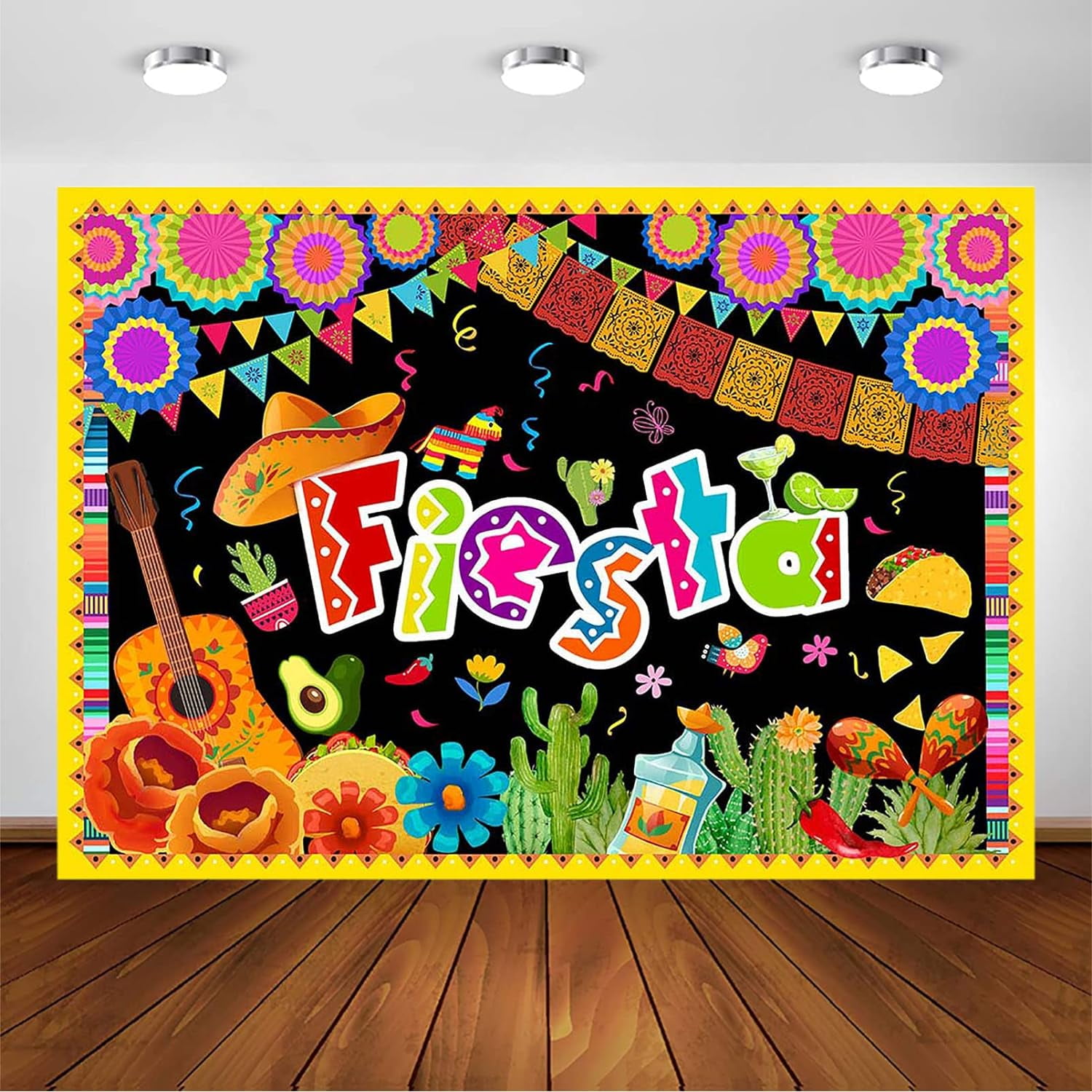 Fiesta Party Backdrop Mexican Fiesta Theme Birthday Photo Booth Banner ...