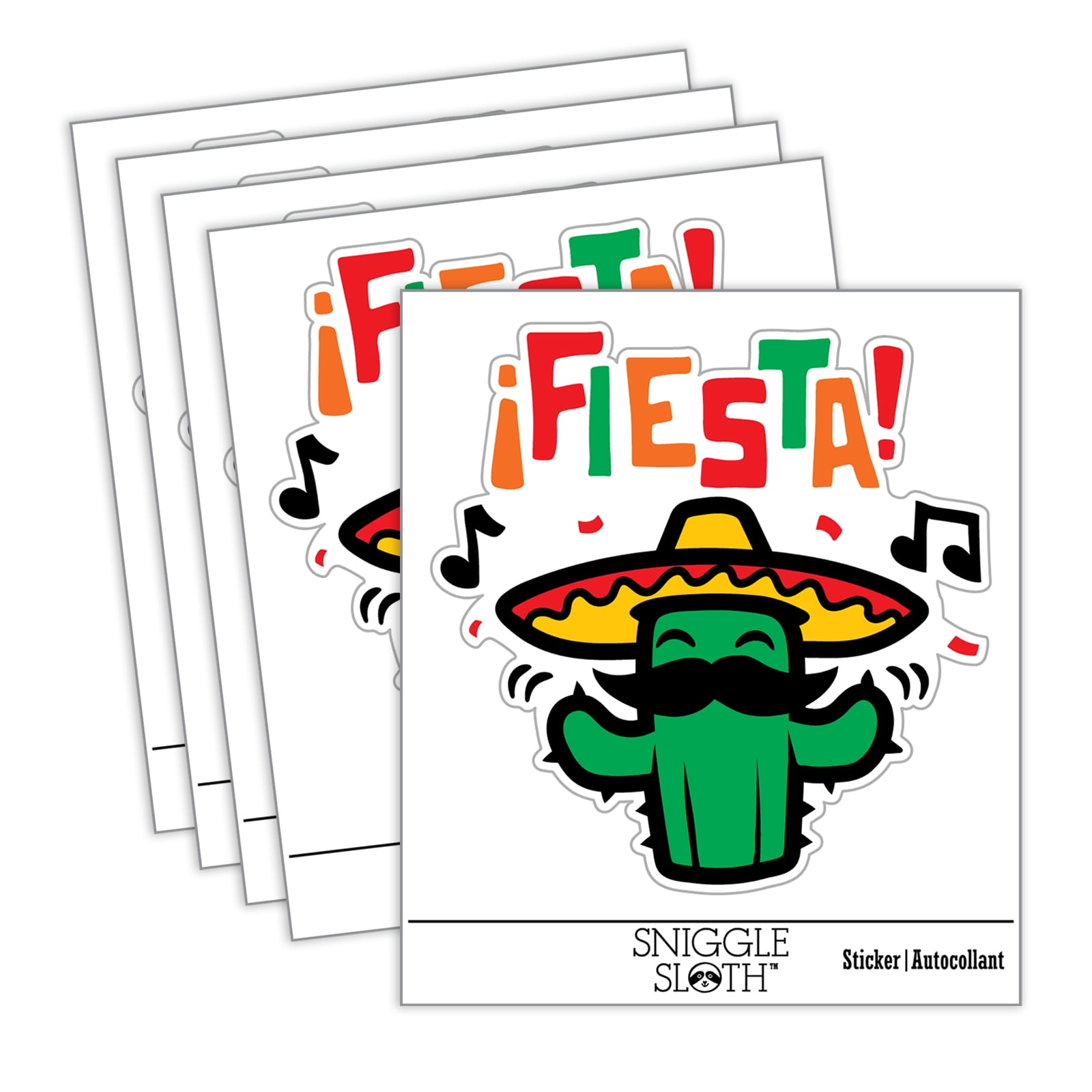 Fiesta Party Cactus with Sombrero Car Window Bumper Water Bottle Phone ...