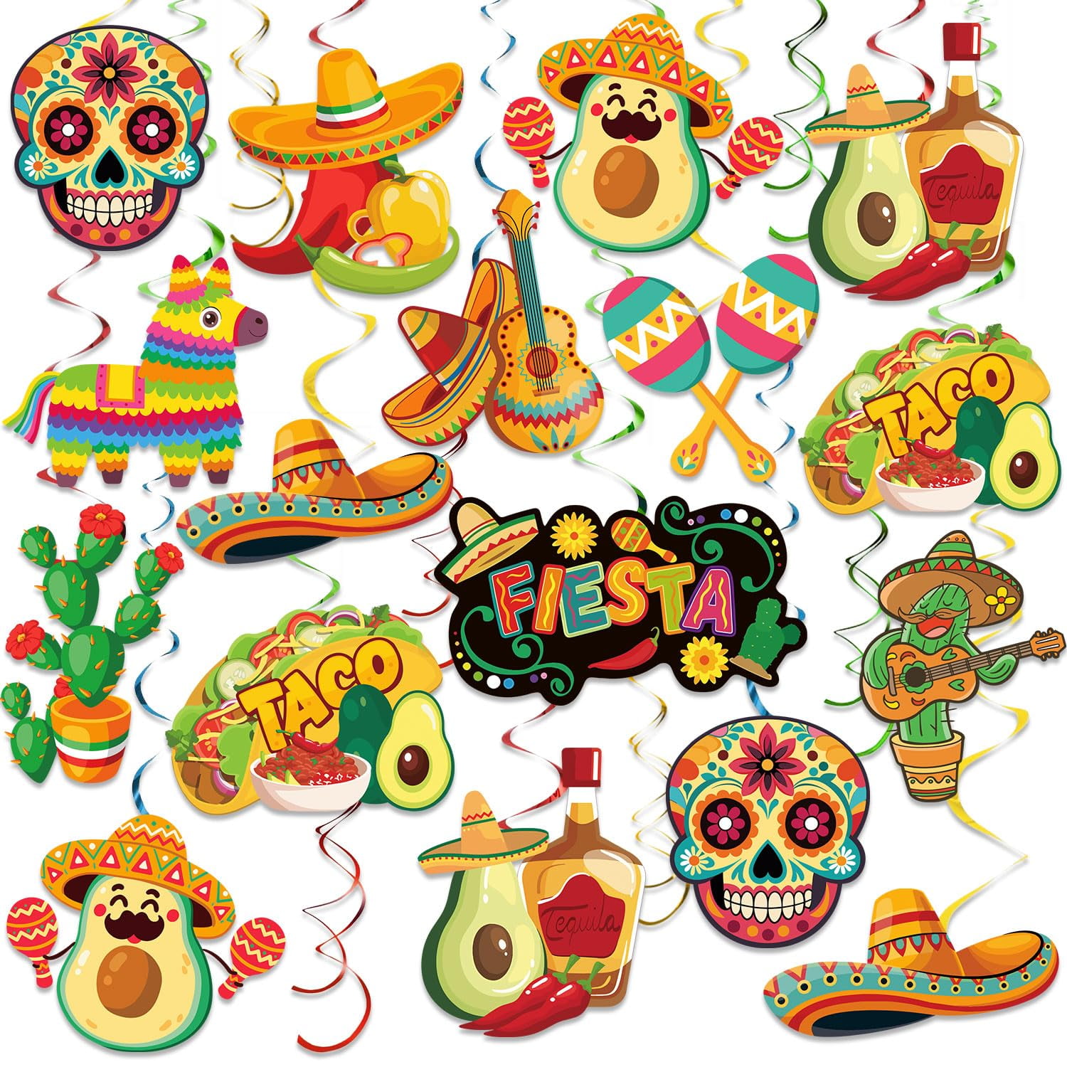 Fiesta Party Decorations, Kaluofan KEF16 24PCS Fiesta Decorations ...