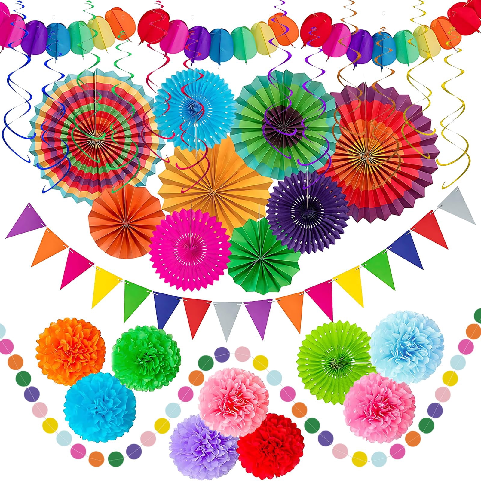 Fiesta Party Decorations Set 33Pcs, Multi-Color AIS1 Cinco De Hanging ...