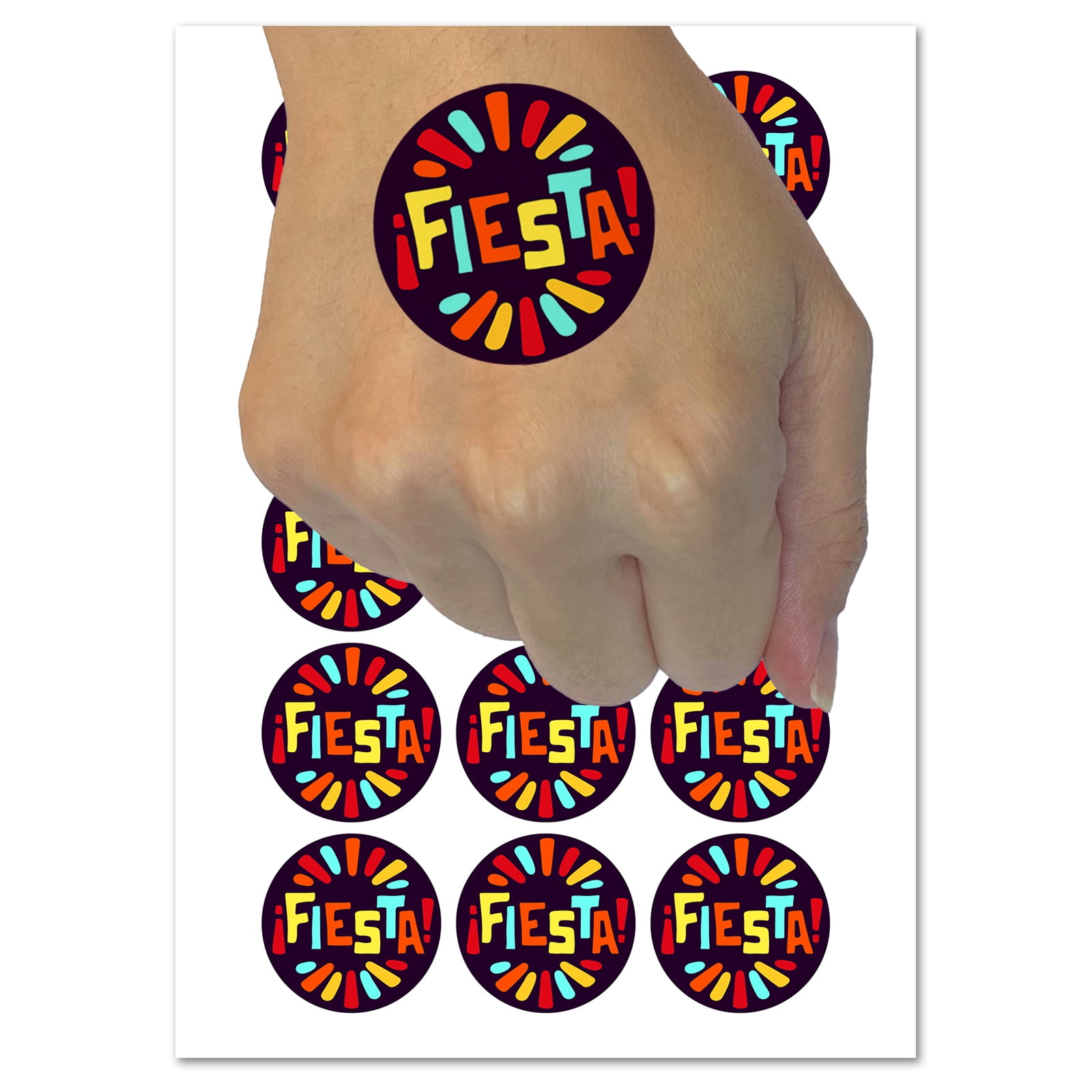 Fiesta Party Text Water Resistant Temporary Tattoo Set Fake Body Art ...