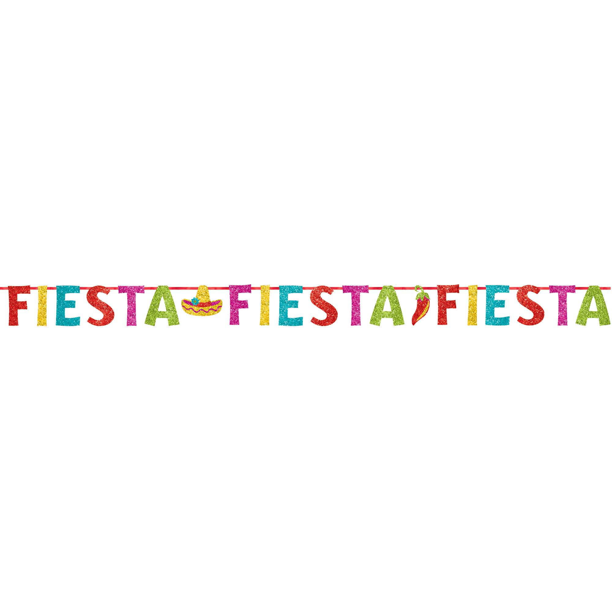 Fiesta Ribbon Banner w/Glitter Paper Letters, 12ft - Walmart.com