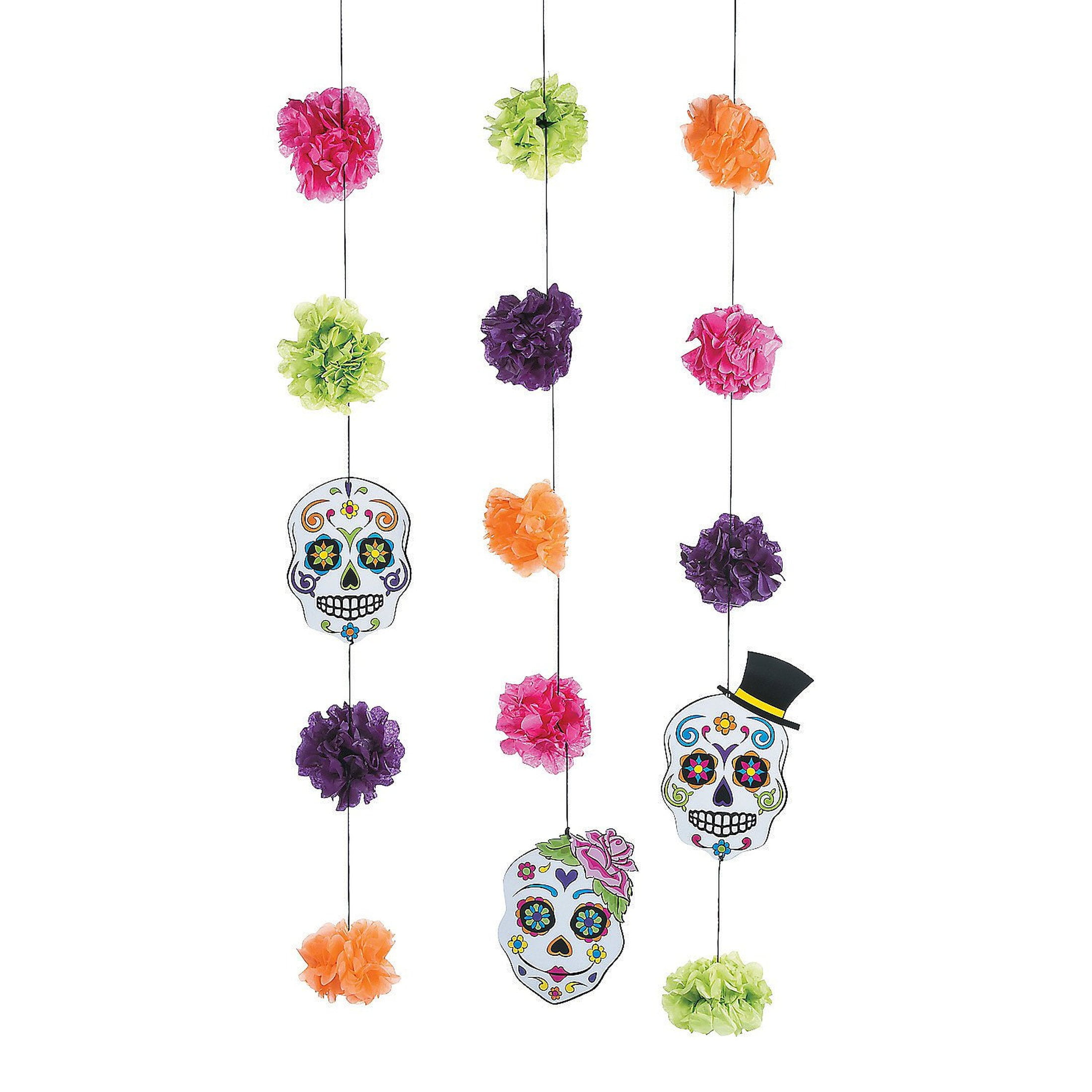 Fiesta Skull Hanging Garland Set - Day of Dead Party Decor - 3pc ...