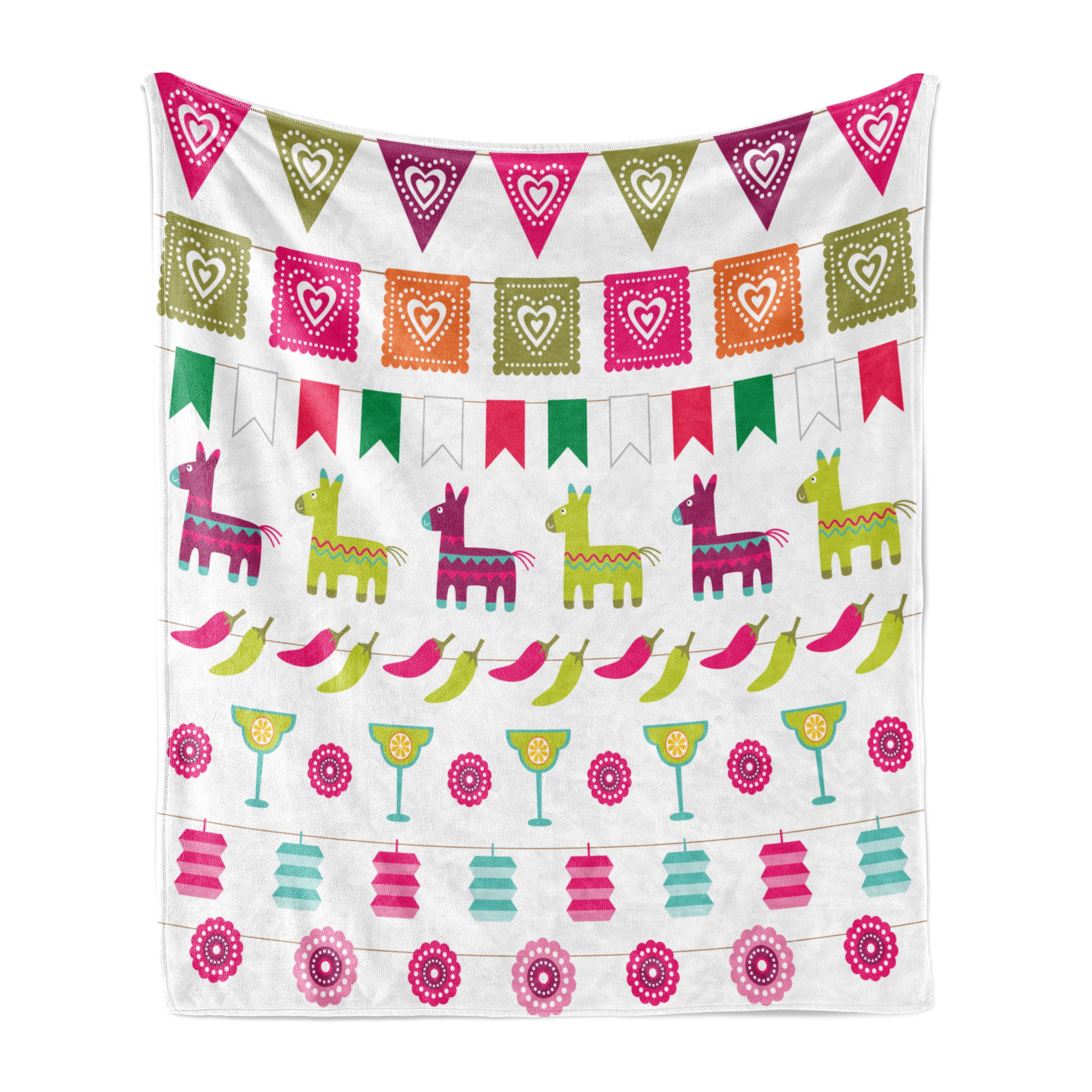 Fiesta Soft Flannel Fleece Blanket, Latin American Motifs Flags Chili ...