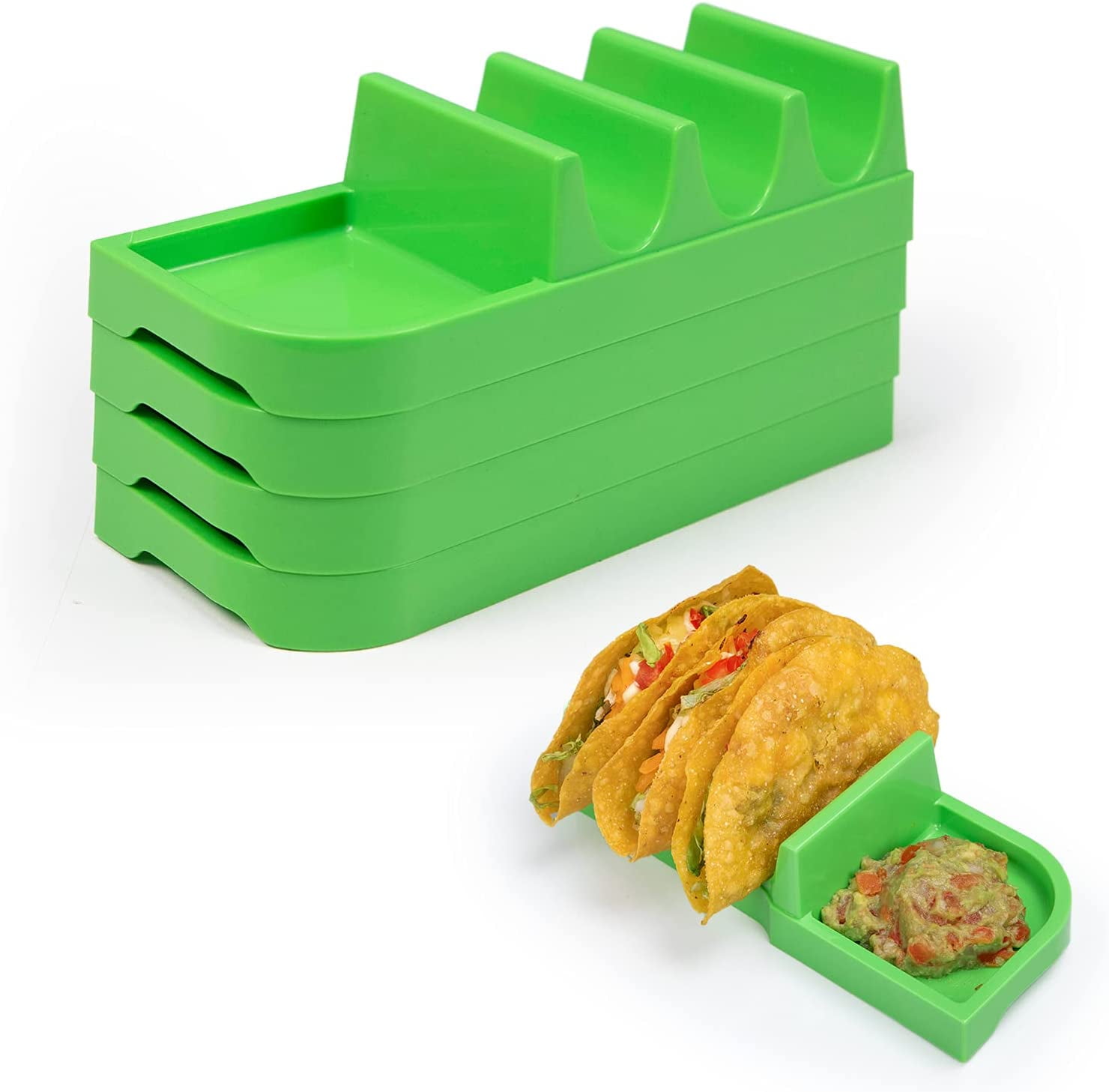 Fiesta Taco Plate with Dividers, Each Plate Includes 3 Taco Holders, 4 ...