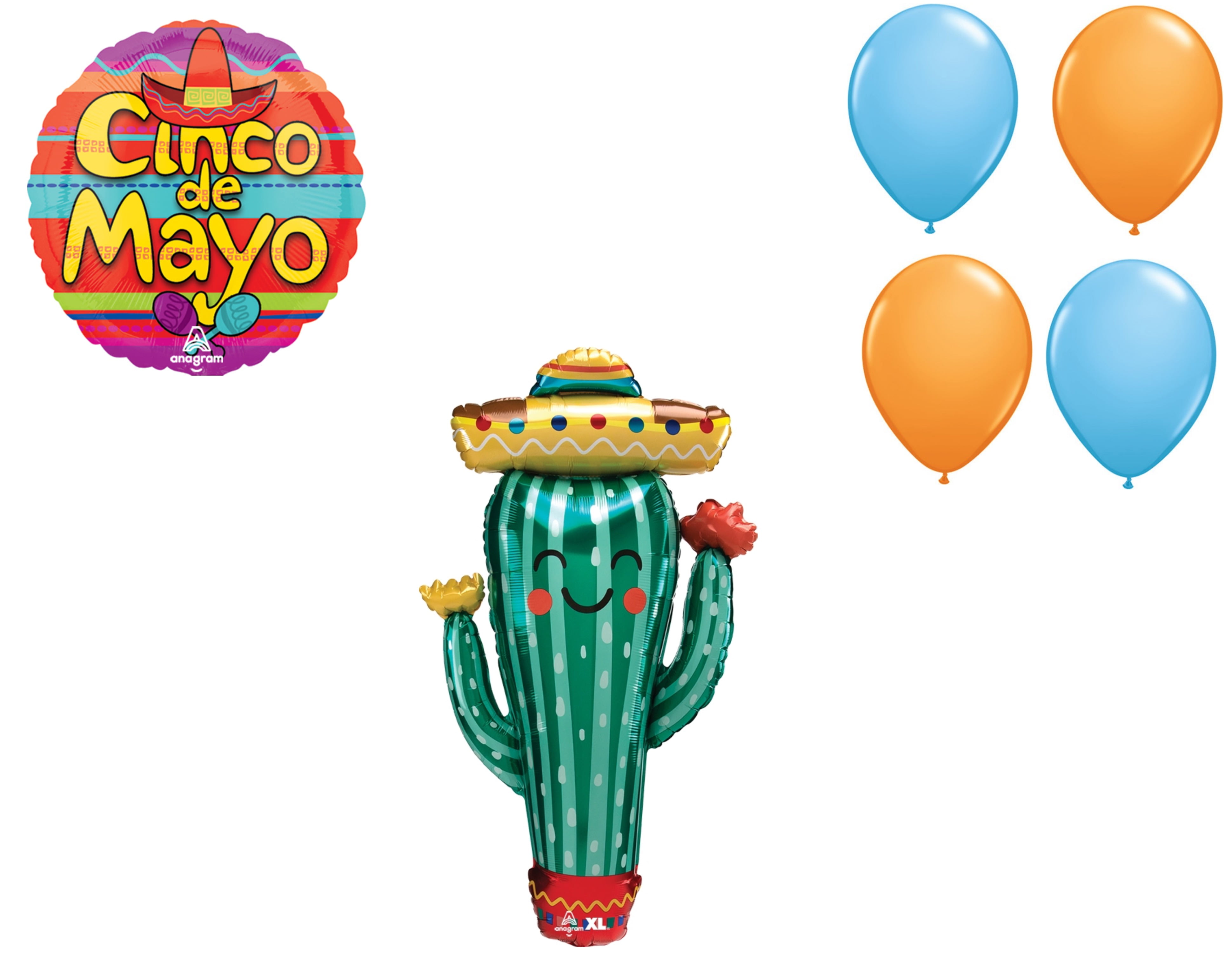 Fiesta Theme Balloon Set, 38 Inch Fiesta Cactus Balloon, Cinco de Mayo ...