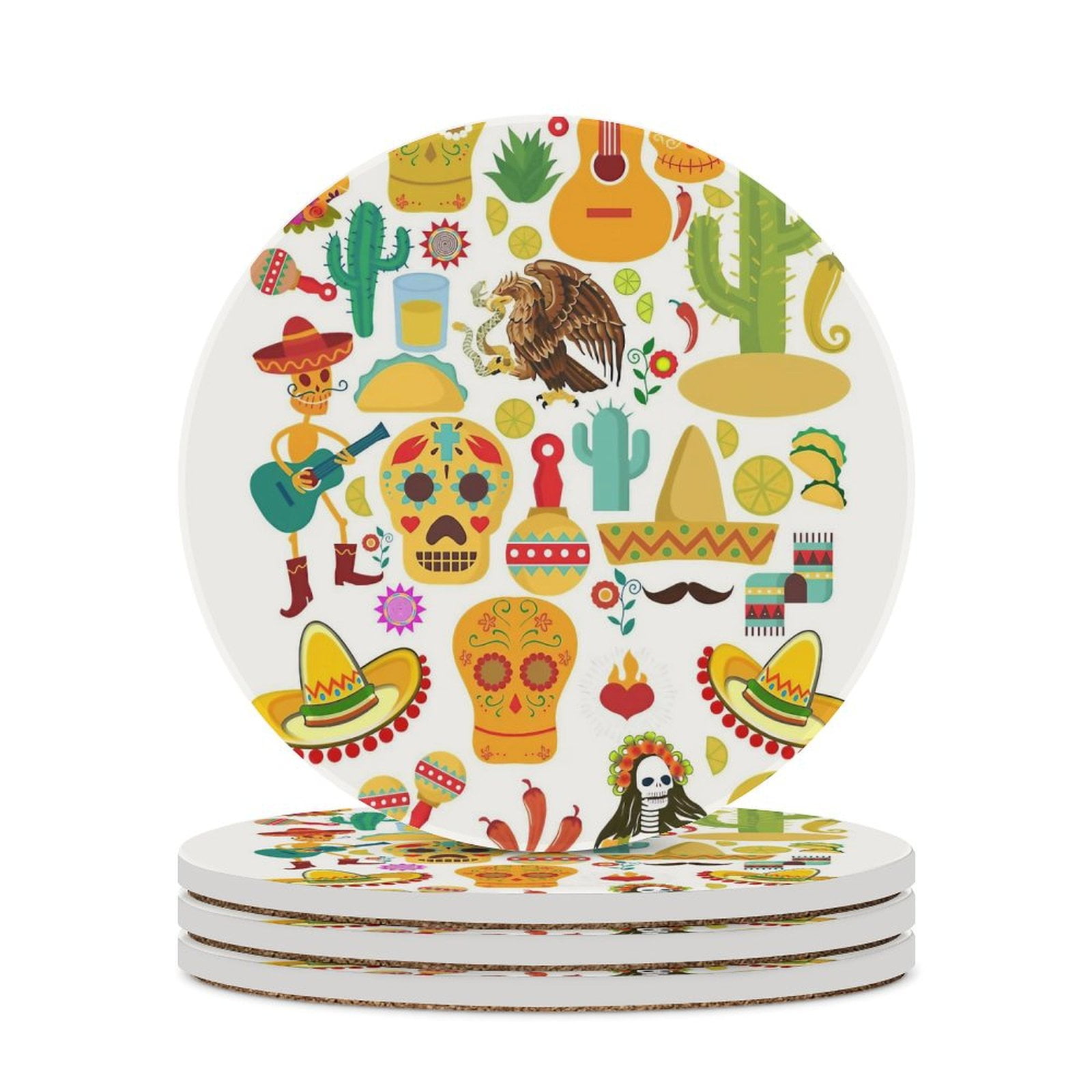 Fiesta Time! Mexican Icons Ceramic Coasters Absorbent Coasters for ...