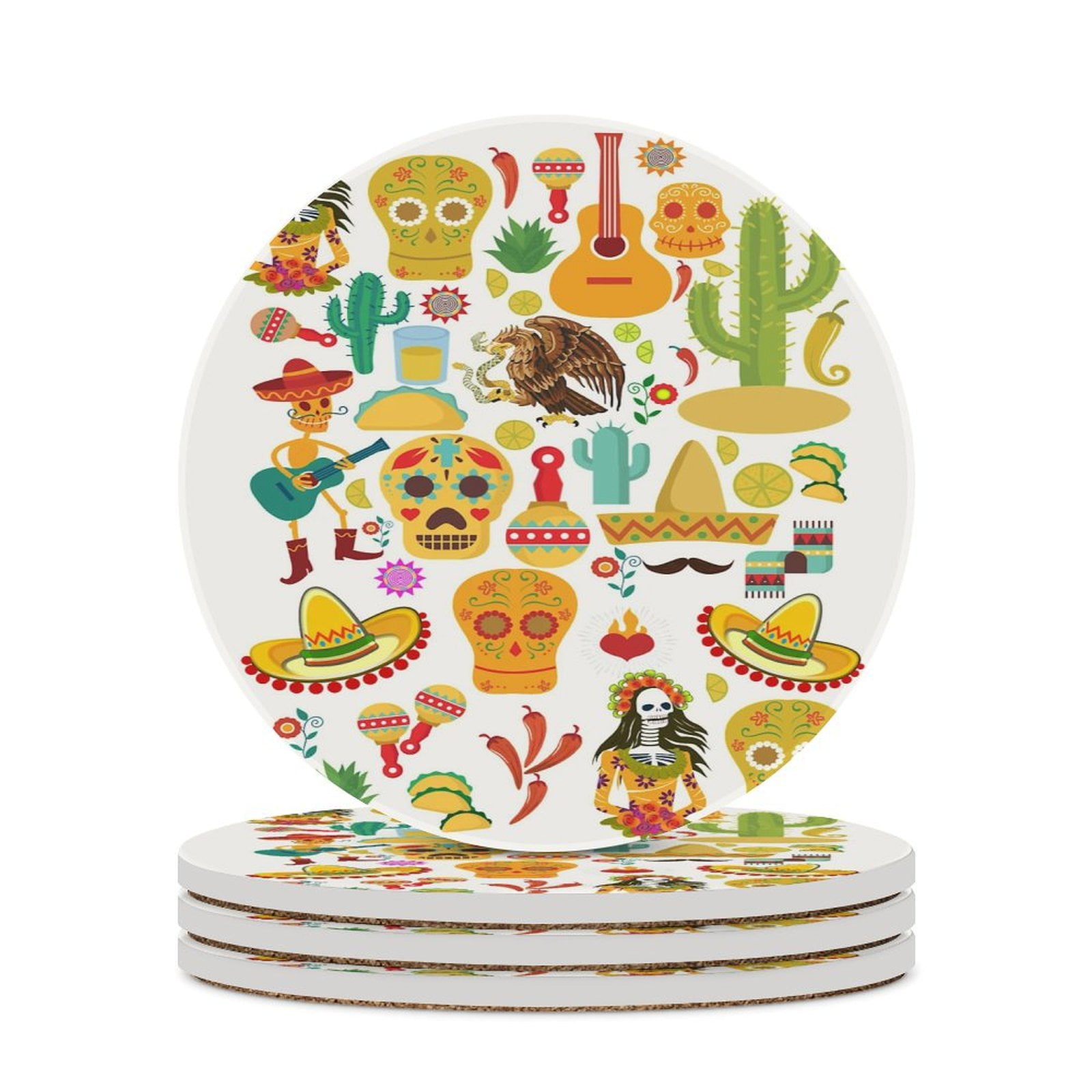 Fiesta Time! Mexican Icons Ceramic Coasters Absorbent Coasters for ...